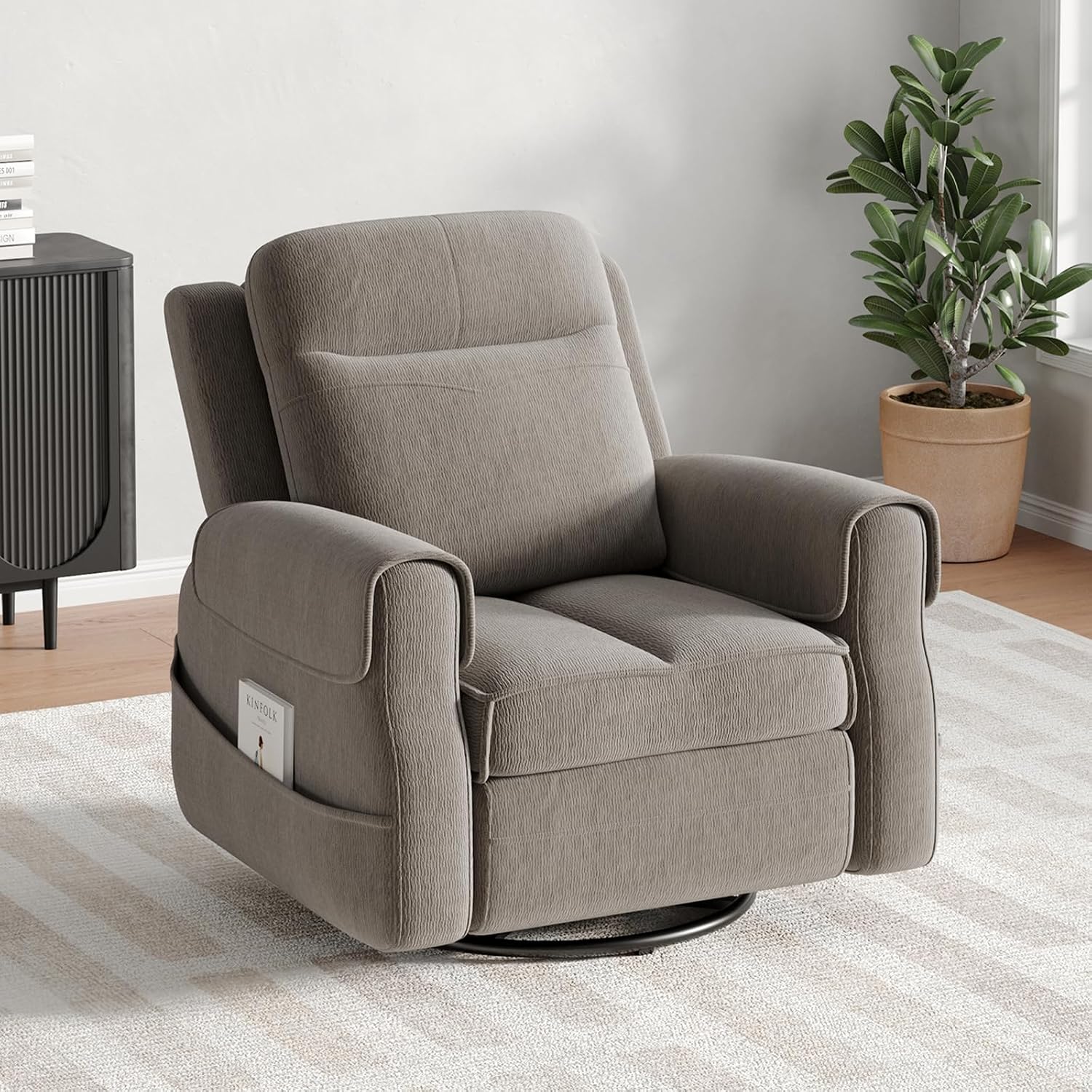 Amazon.com: Maupvit Faux Shearling Recliner Chair - 360° Swivel Rocker ...