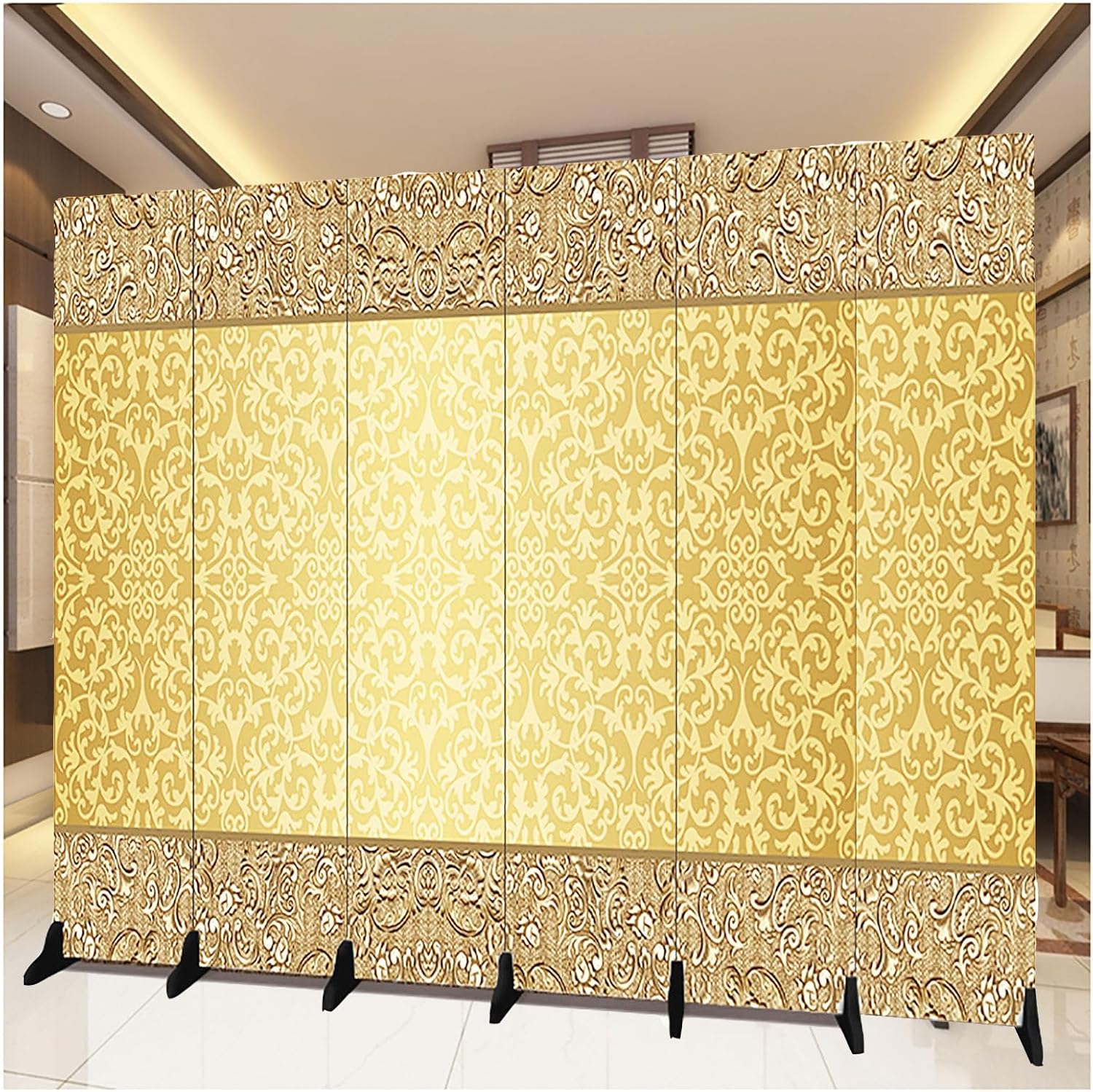 6 Panel Room Screen Divider with Universal Wheels Freestanding Folding ...