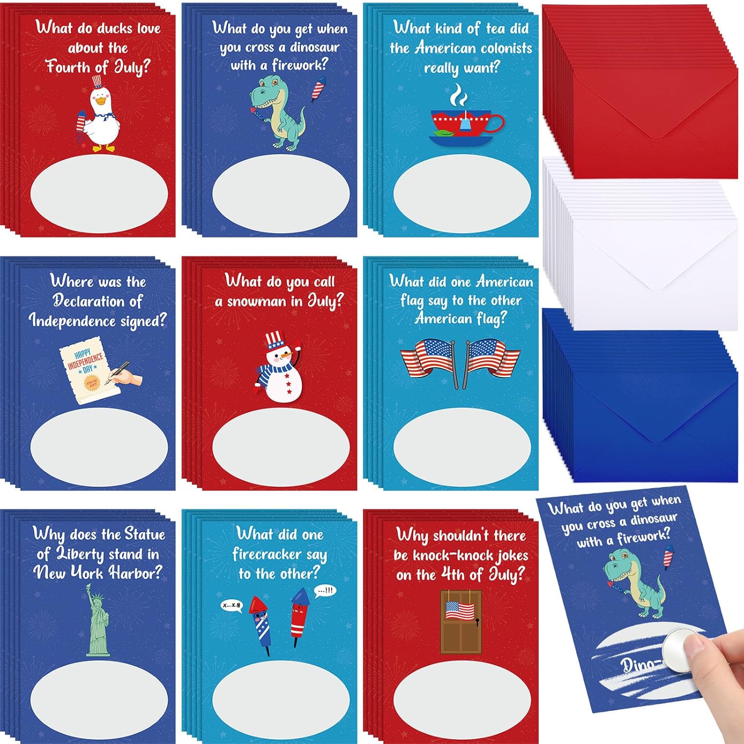 Amazon.com: Humyoun 90 Pcs Patriotic Joke Scratch-off Cards with Red ...