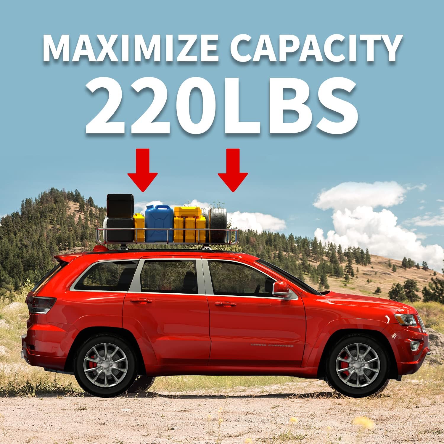 Buy KitsPro Heavy Duty 220LBS Car Roof Rack Cross Bars for 2011-2021 ...