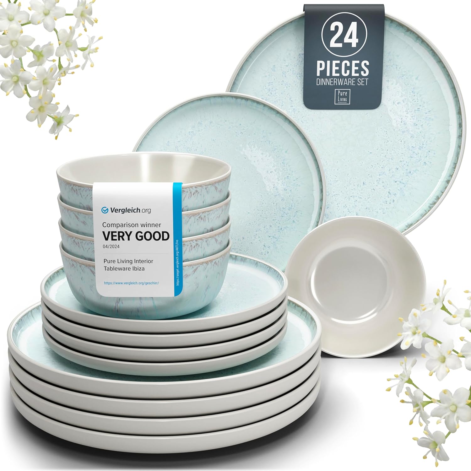 Amazon.com | 24 Piece Dinnerware Sets for 8 - Modern Style Stoneware ...