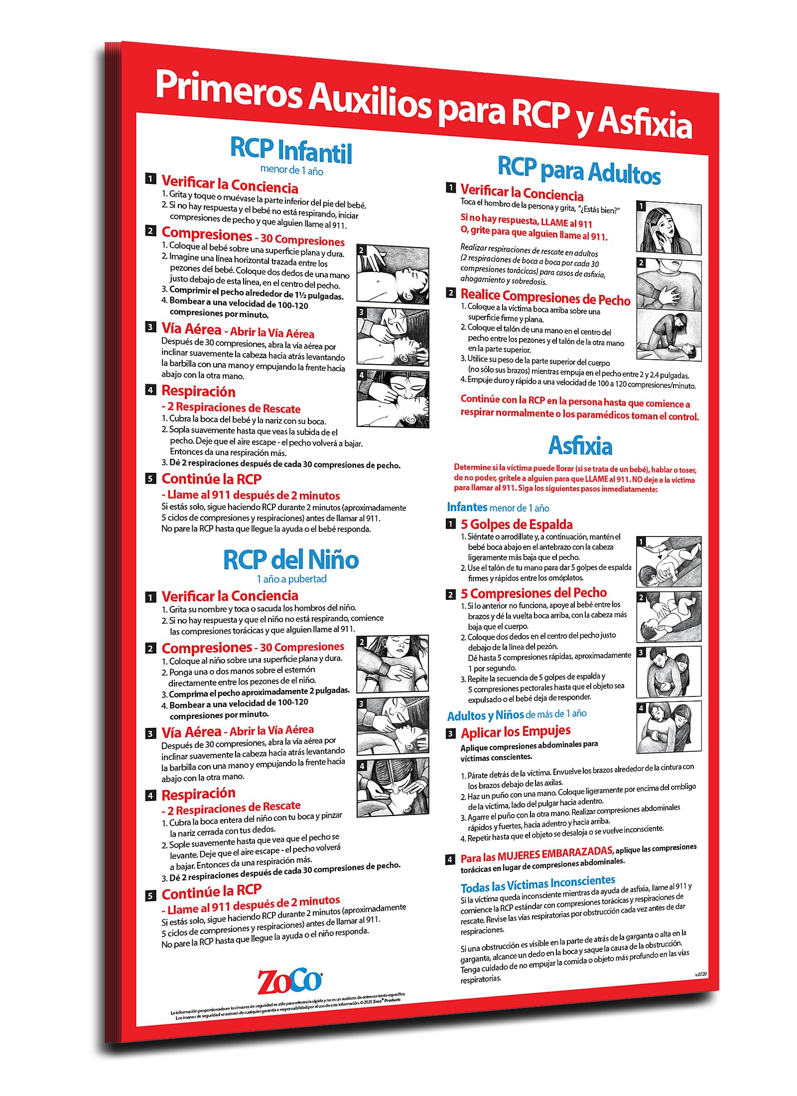 Amazon.com : 10 Pack: CPR & Choking First Aid Posters in Spanish (en ...
