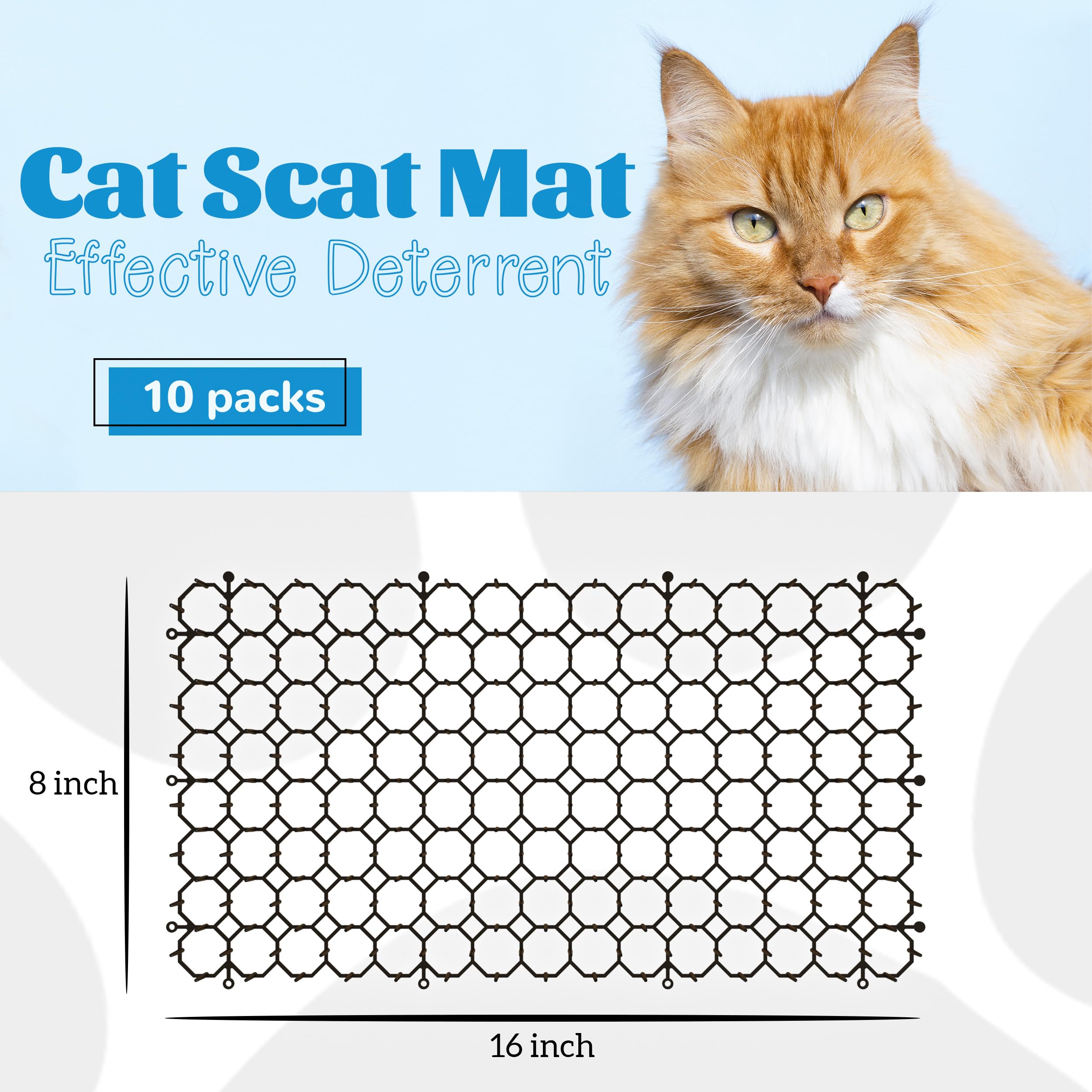 10 Pack 16 x 8 Inch Scat Mat for Cats with Strips Digging Stopper ...