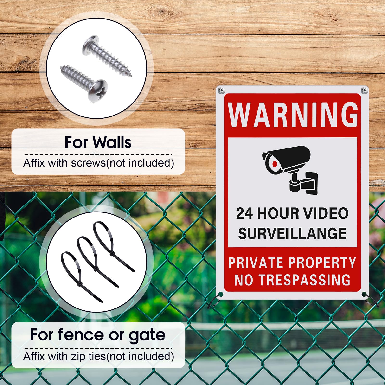 Snapklik.com : 4 Pieces Smile Youre On Camera Sign And Private Property ...