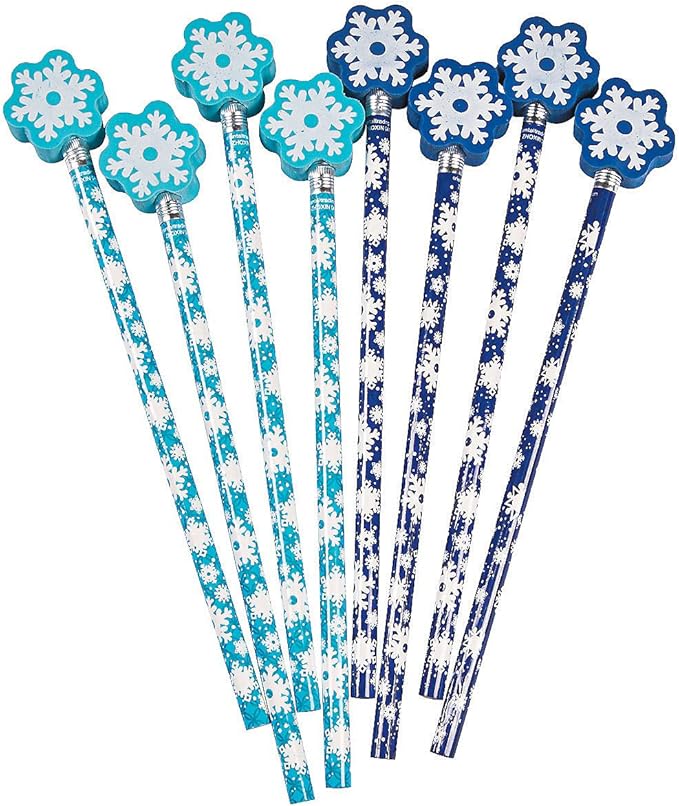 Amazon.com: Fun Express Snowflake Pencils with Pencil Top Eraser ...