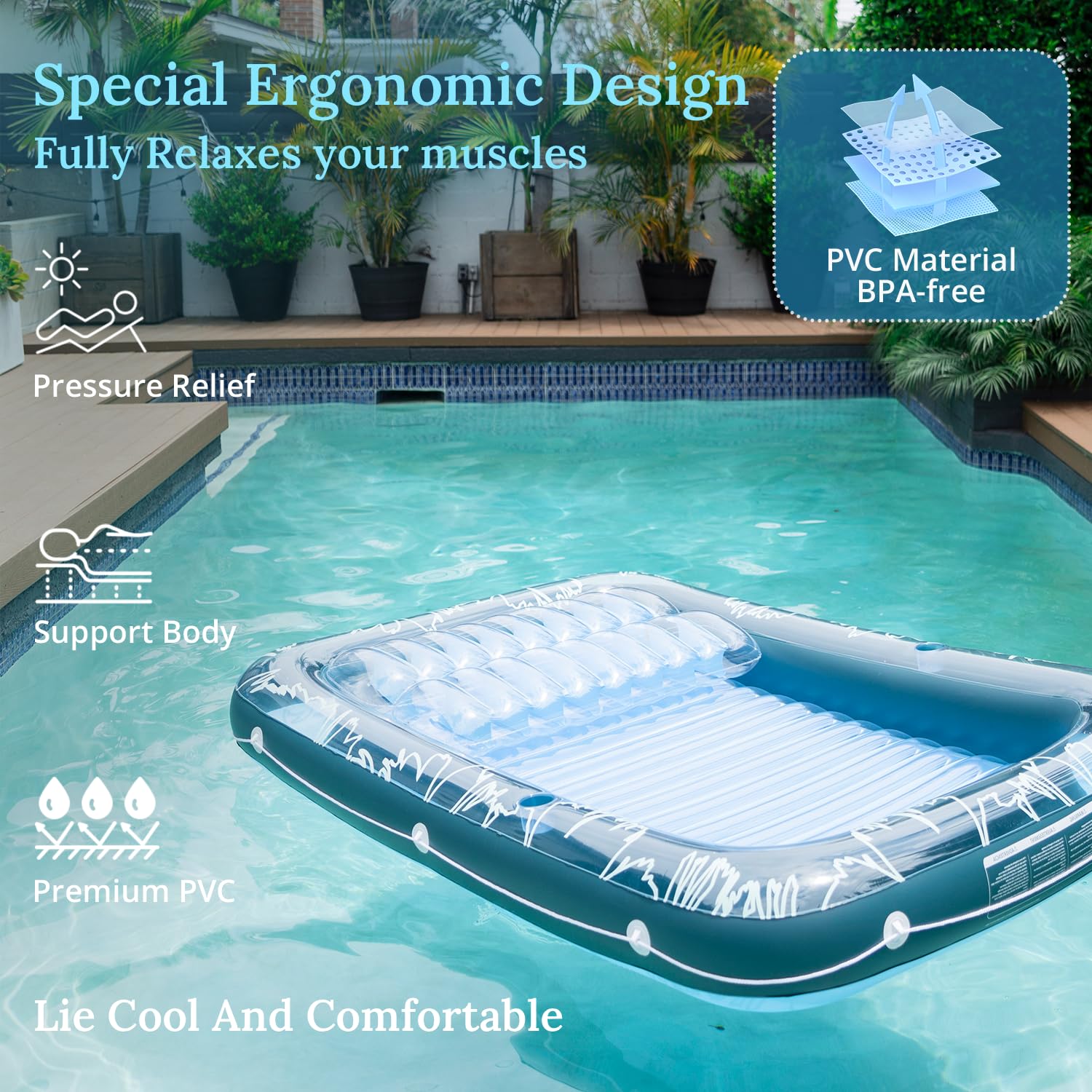 Snapklik.com : Sunrio Inflatable Tanning Pool Lounger Float For Adults ...