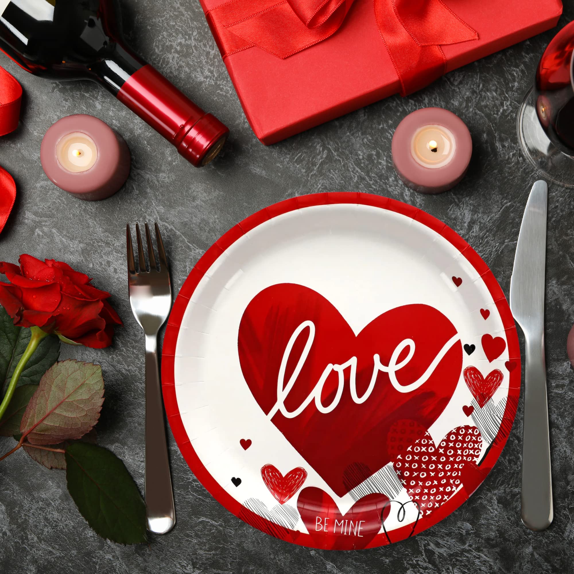 Valentines Plates Retro Vintage 50s Kitsch Valentine's Card Art Dinner
