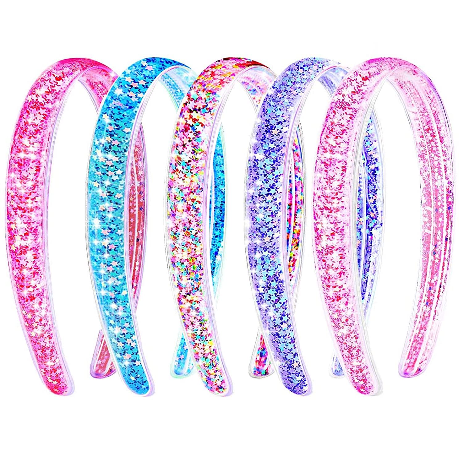 Amazon.com : Chanaco Girls Headbands 5 Pcs Headbands for Girls Glitter ...