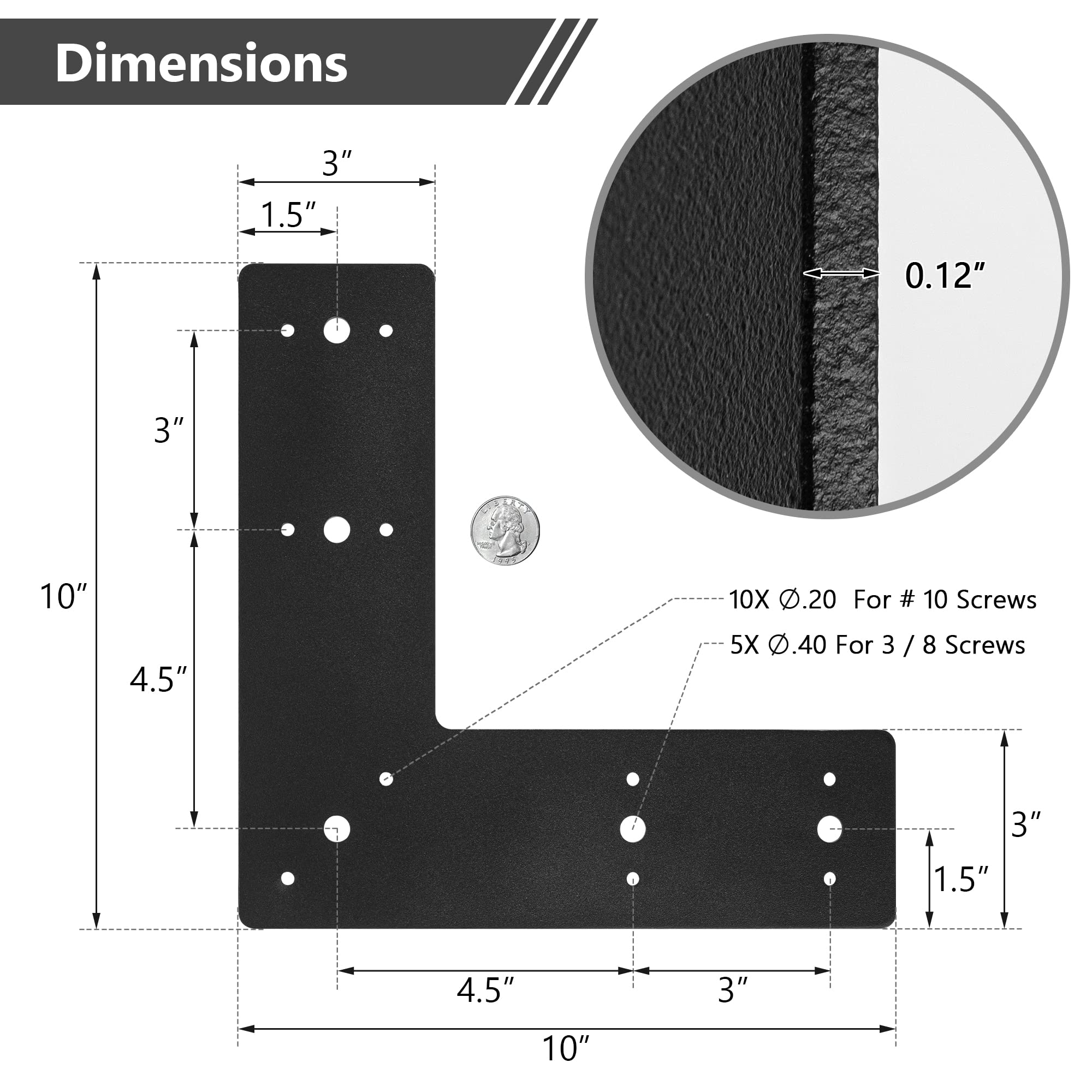 Snapklik.com : Sihnman 10"x10" L Shape Steel Flat Bracket (2 Pc)