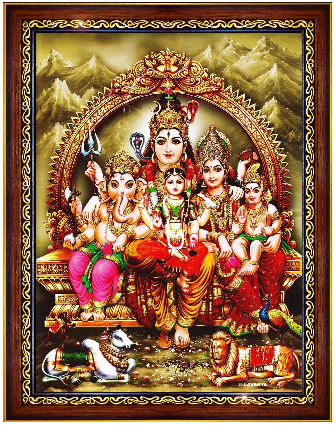 Buy Pavan Photo Laminations Shankar Bhagwan with Family Bala Tripura ...