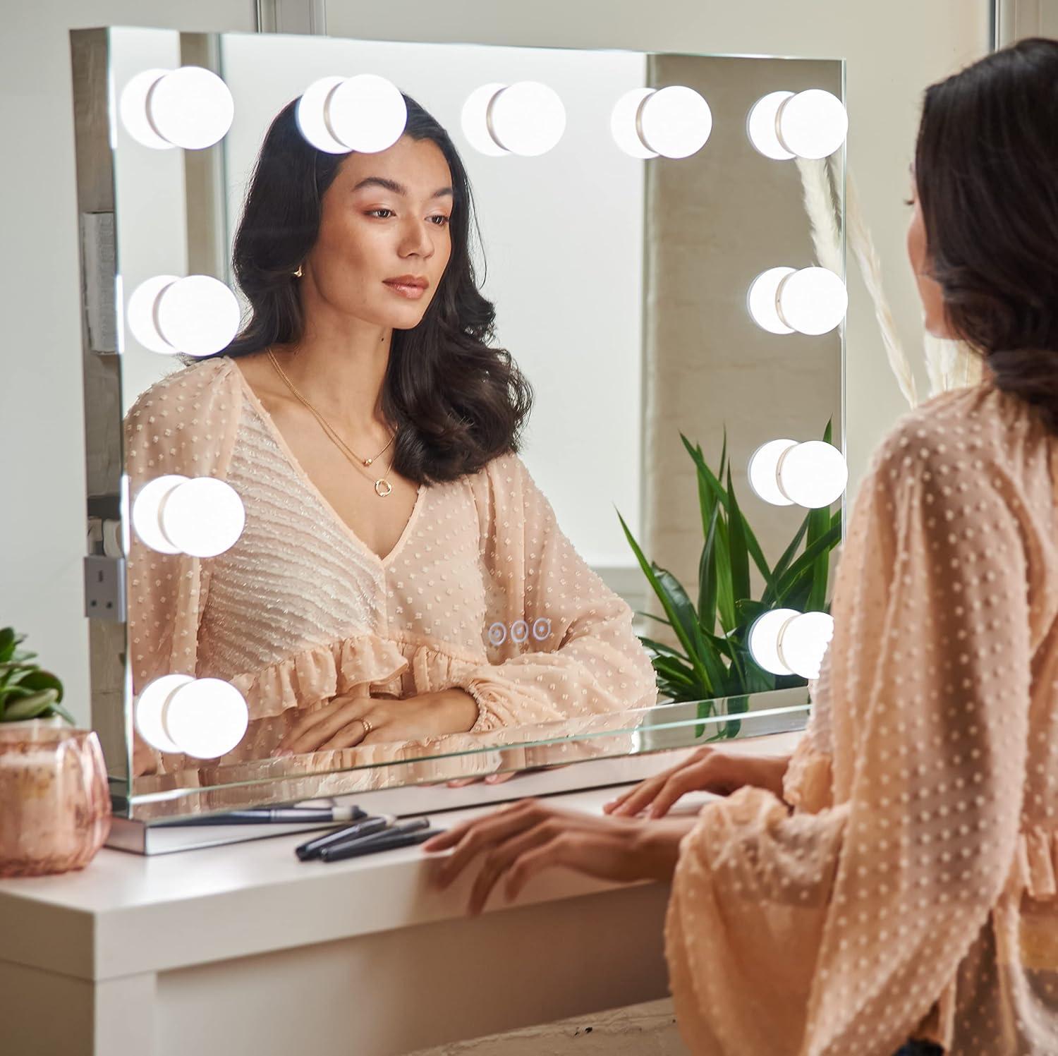 Glamour Mirrors™ Whitney Hollywood Mirror | Dimmable Lights | Day to ...