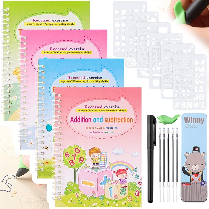 Buy 24 Pieces Practice Copybook for Kids, Reusable Handwriting Workbook ...