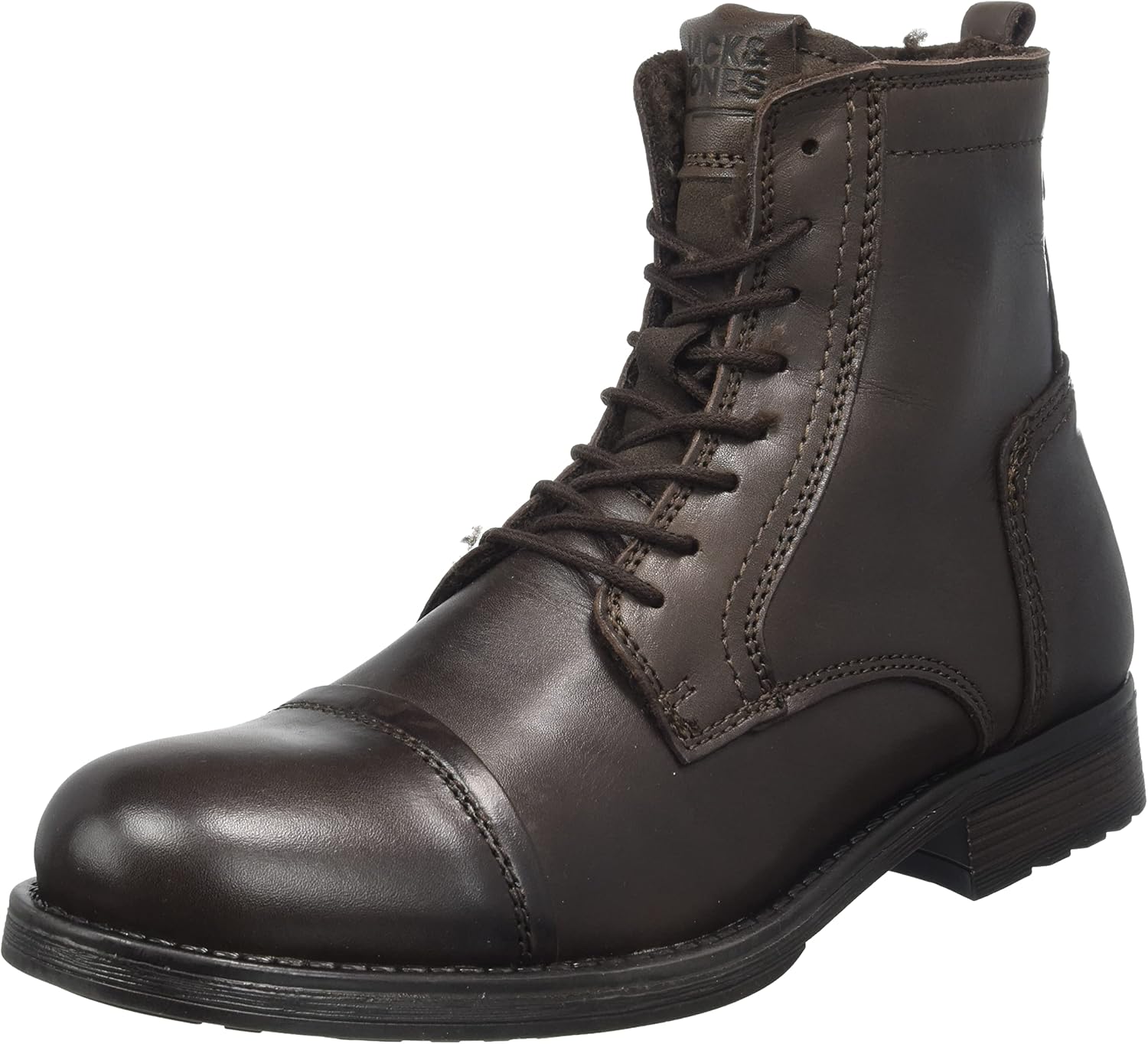 JACK&JONES Men's JFWRUSSEL Leather Warm Brown Stone Boots, 10 UK ...