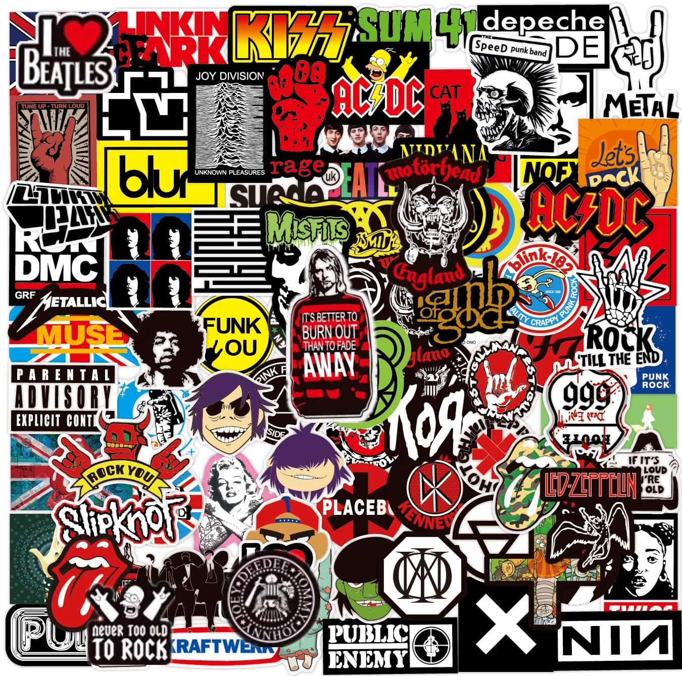 Rock and Roll Stickers|100PCS | Trendy Music Band Stickers Packs for ...