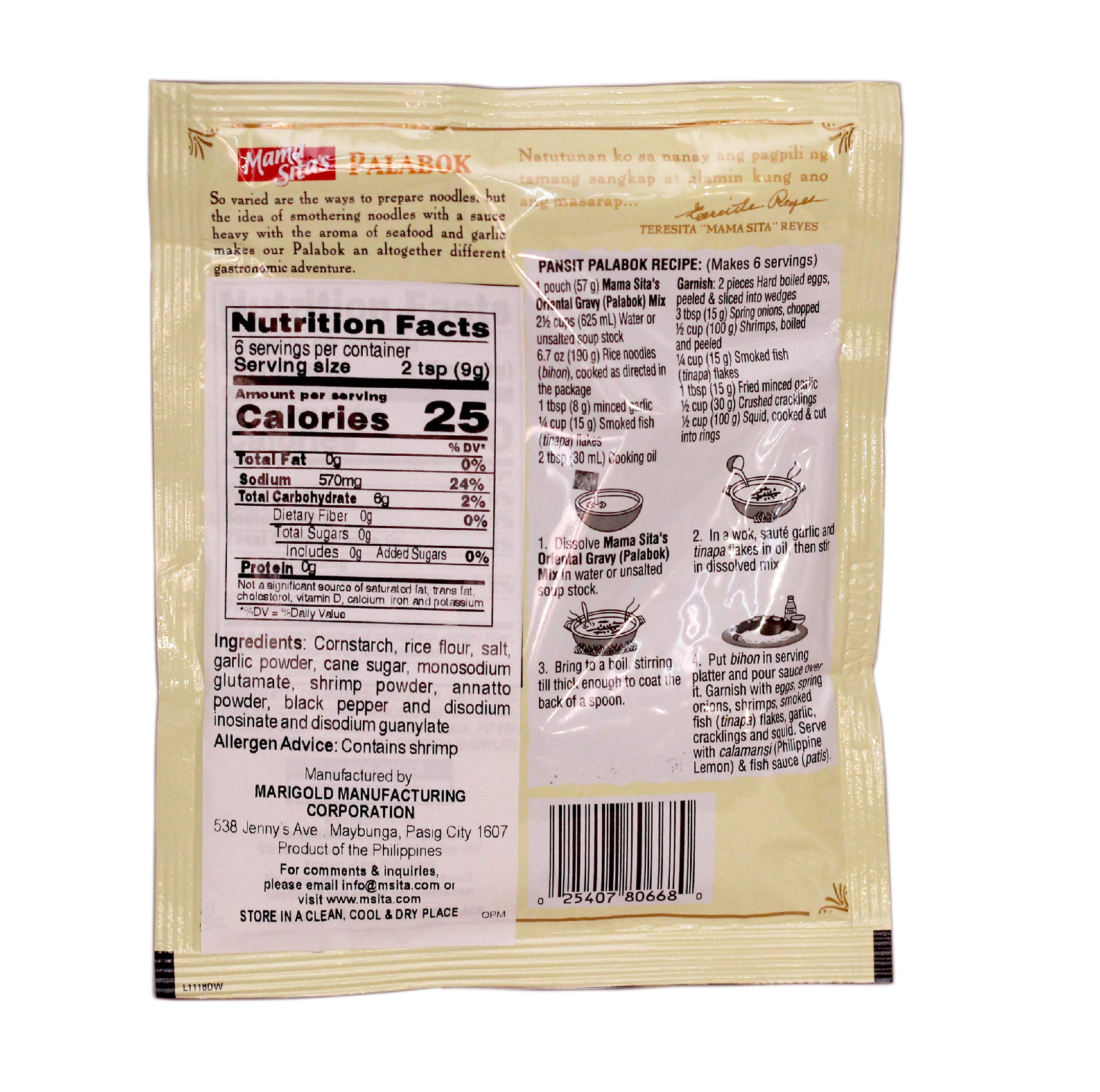 Snapklik.com : Mama Sitas, Palabok, Oriental Gravy Mix, 2oz