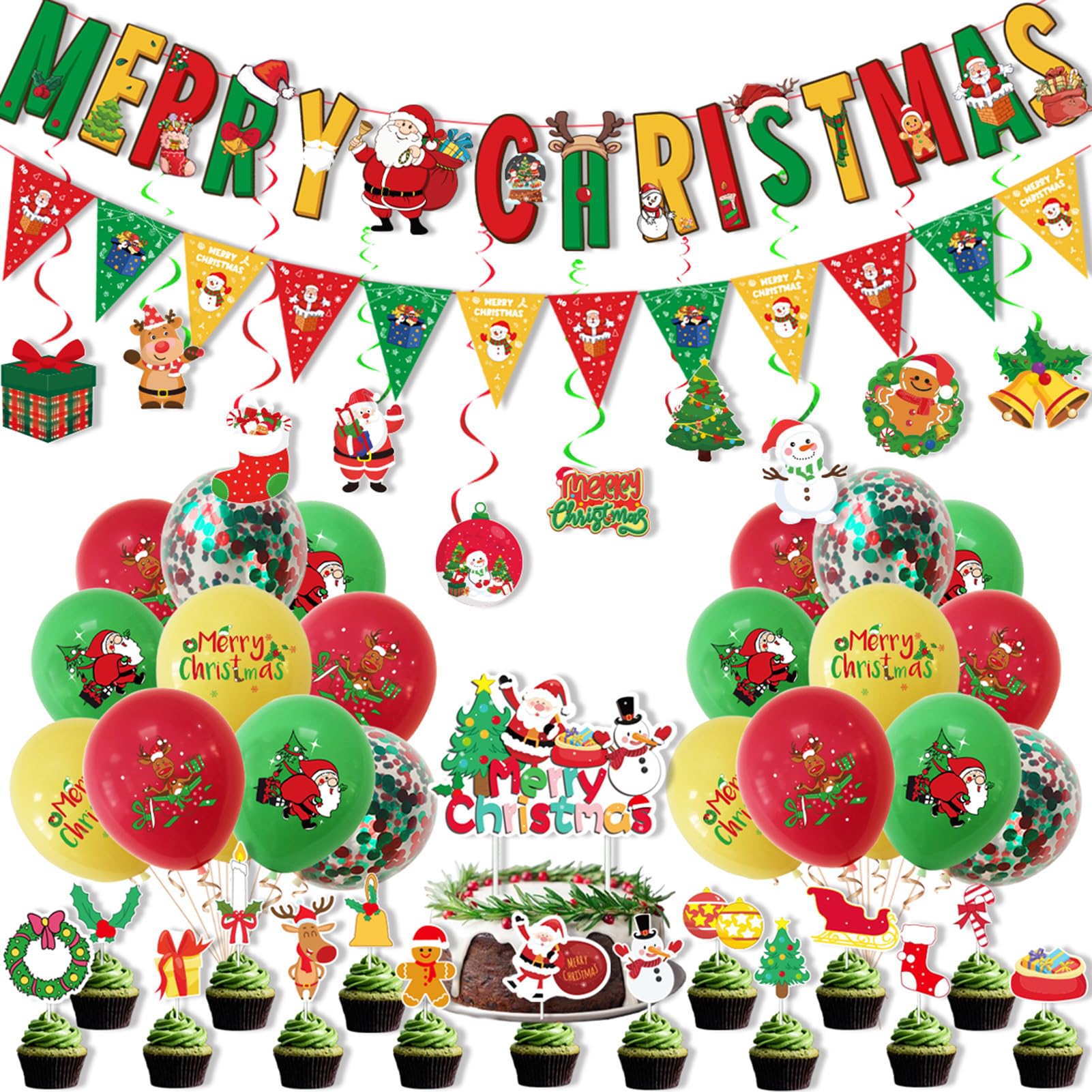 Amazon.com: MEMOVAN Christmas Party Decoration Set Include Merry ...
