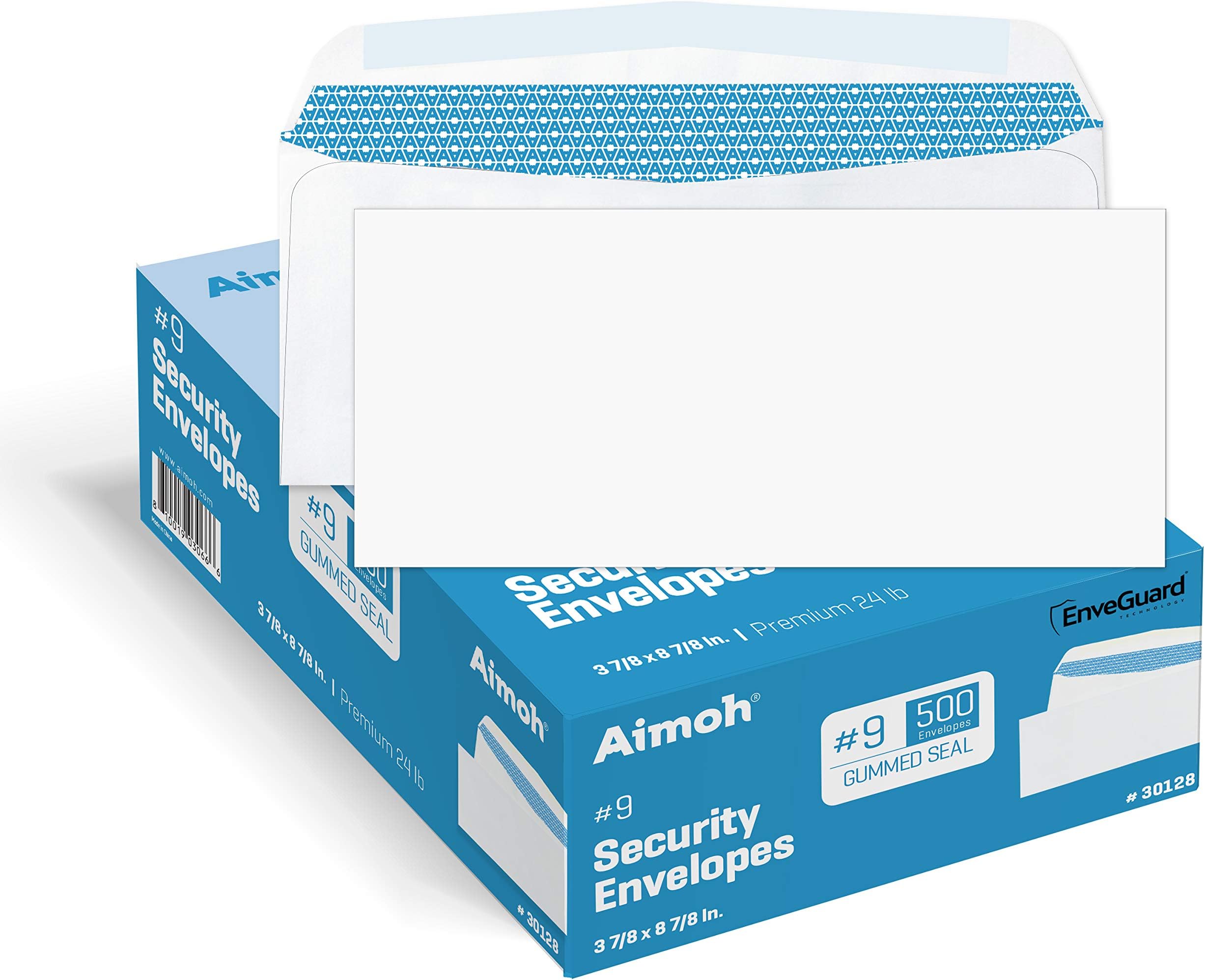 Amazon.com : Aimoh 500#9 Security White Envelopes, GUMMED Closure ...