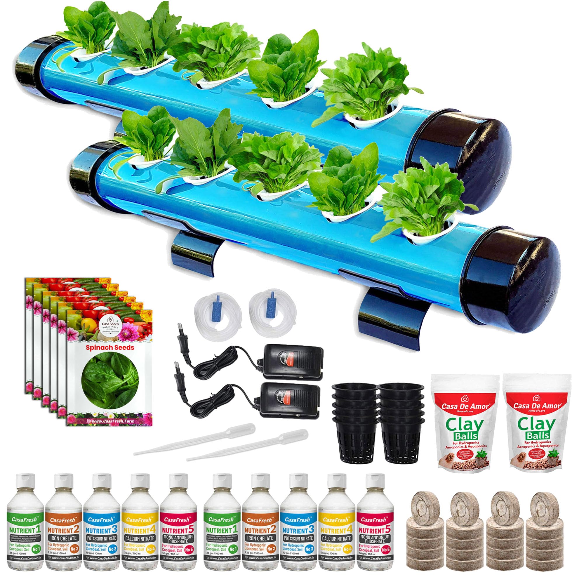 Casa De Amor Hydroponics Kit for 10 Plants Home, Garden, Small Balconies, nutrients & All ...