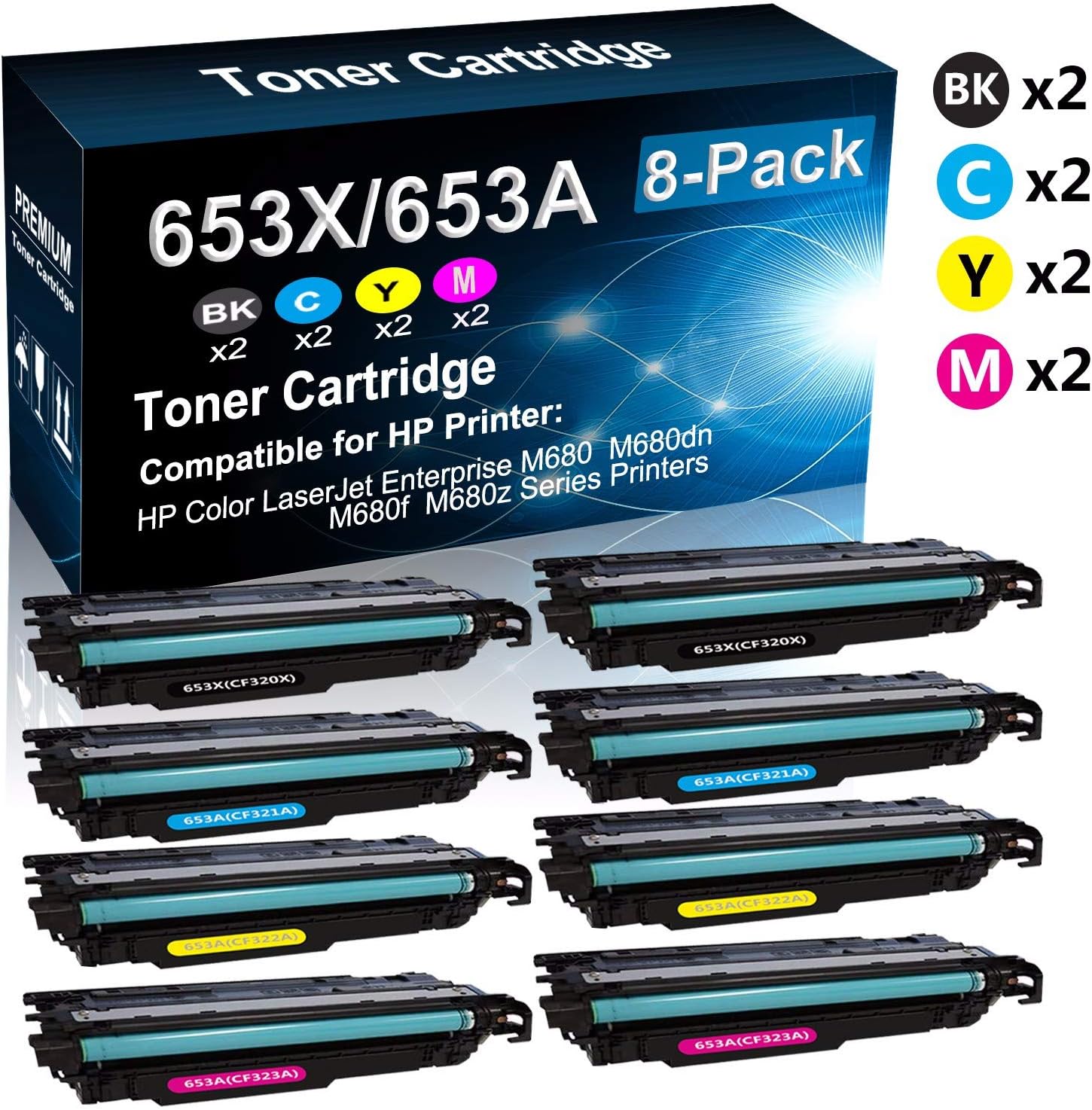Amazon.com: 8-Pack (2BK+2C+2Y+2M) Compatible Color Toner Cartridge ...