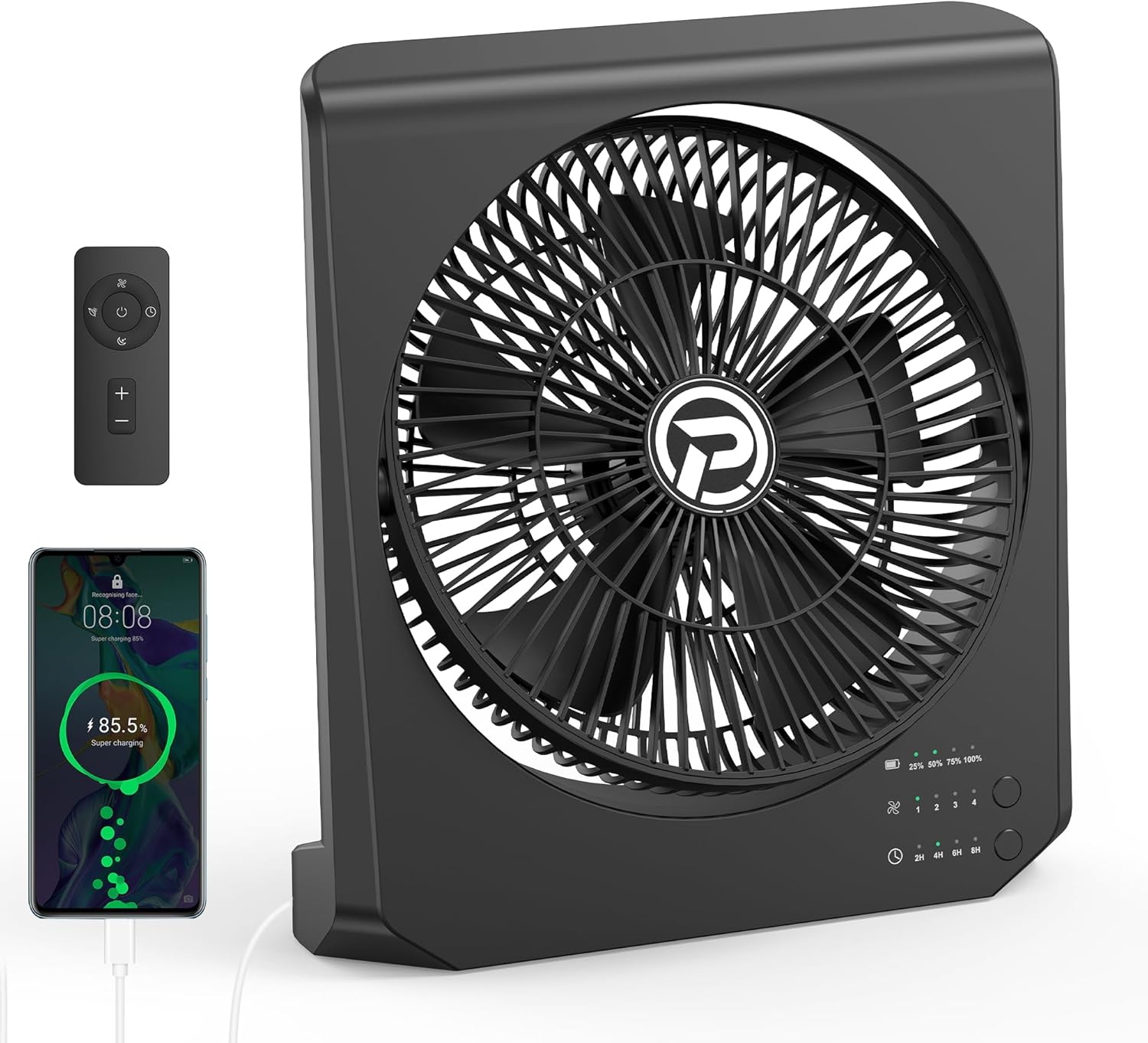Amazon.com: Cmyfato Box Fan, 20000mAh Rechargeable Battery Powered ...