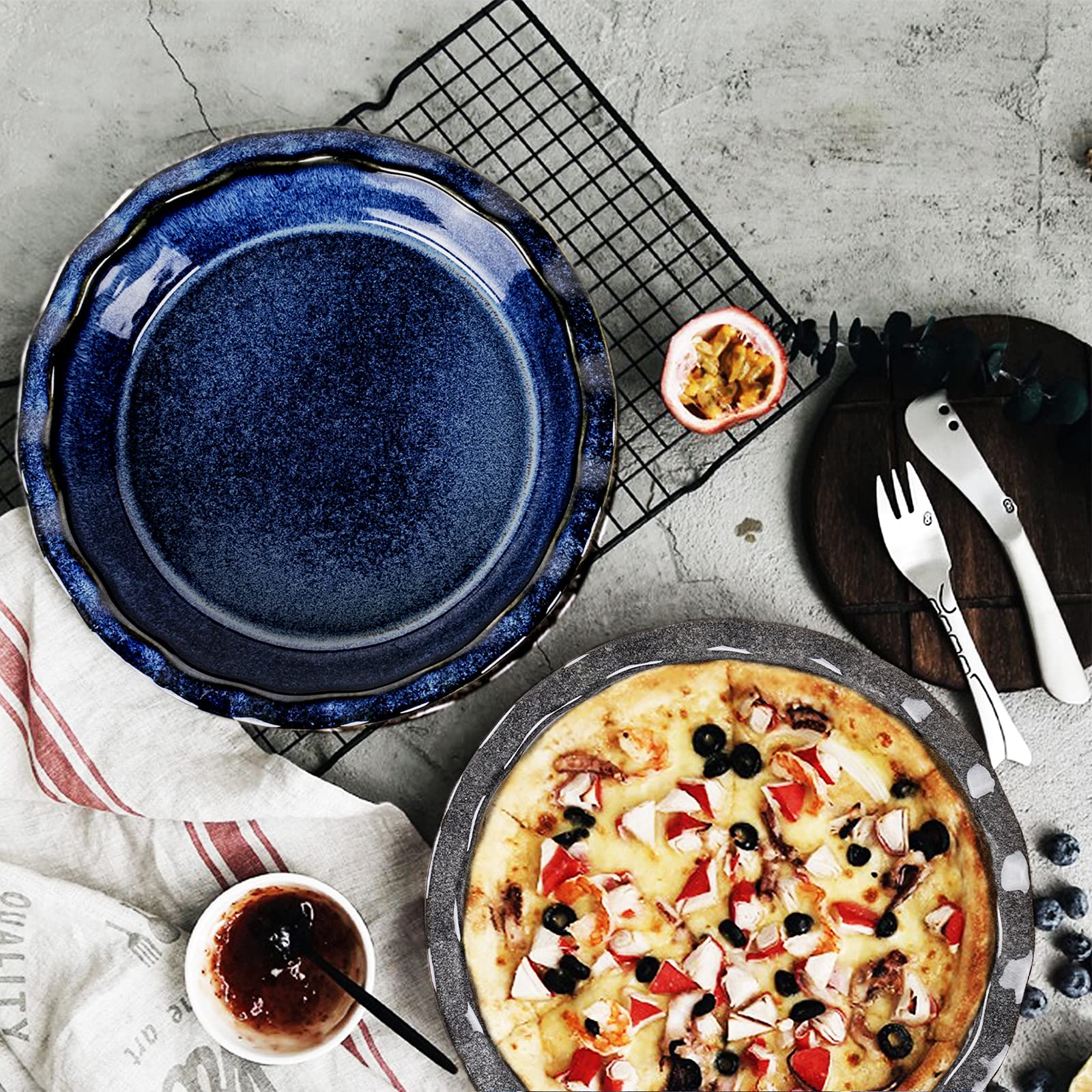 UNICASA Ceramic Pie Pan, 10.75 Inch Porcelain Pie Plate, Round ...