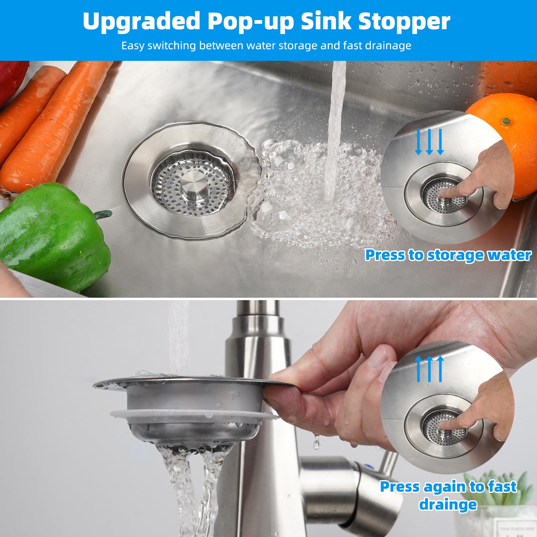 Snapklik.com : Hibbent All Metal Stainless Steel 3 In 1 Kitchen Sink ...
