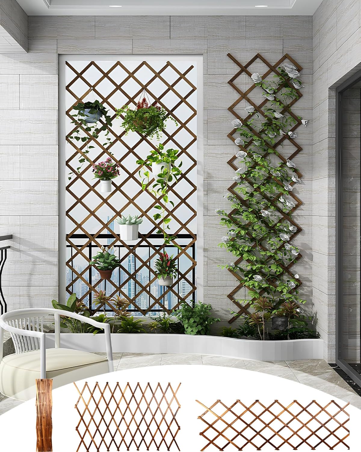 Amazon.com : LTSRLL Heavy Duty Wooden Expanding Trellis - Robust Climbing Plant & Vegetable ...