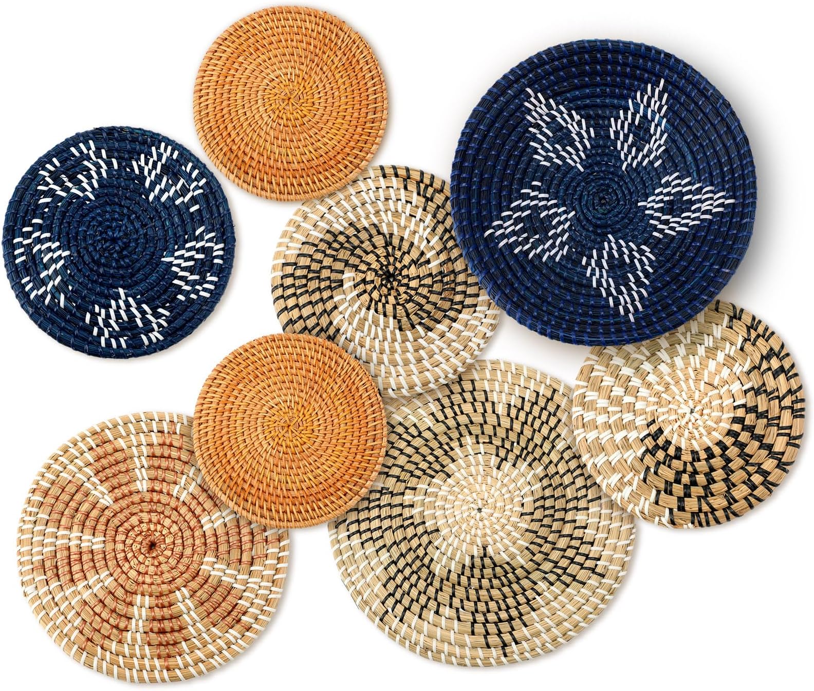 Amazon.com: Large Boho Woven Wall Basket Decor - Set of Four – Handmade ...