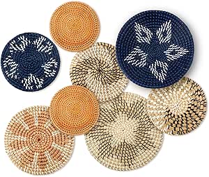 Amazon.com - Xuhal Set of 8 Hanging Woven Wall Basket Handmade ...