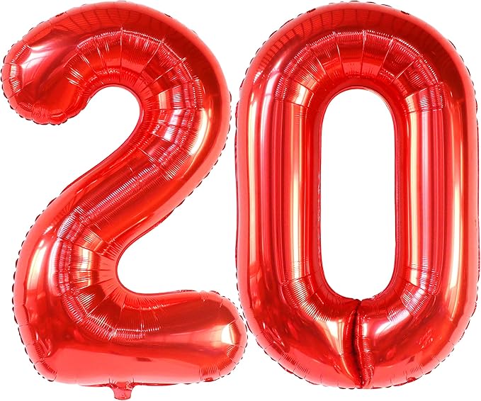 Amazon.com: KatchOn, Red 20 Balloon Number - Giant, 40 Inch | 20th ...