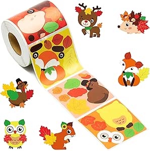 Amazon.com: ANGOLIO Fall Animals Stickers Scene Roll - DIY Autumn Leaf ...