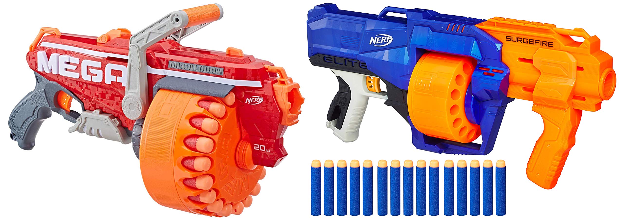 Buy Nerf Mega Megalodon Blaster, 20-Dart Rotating Drum, 20 Official ...
