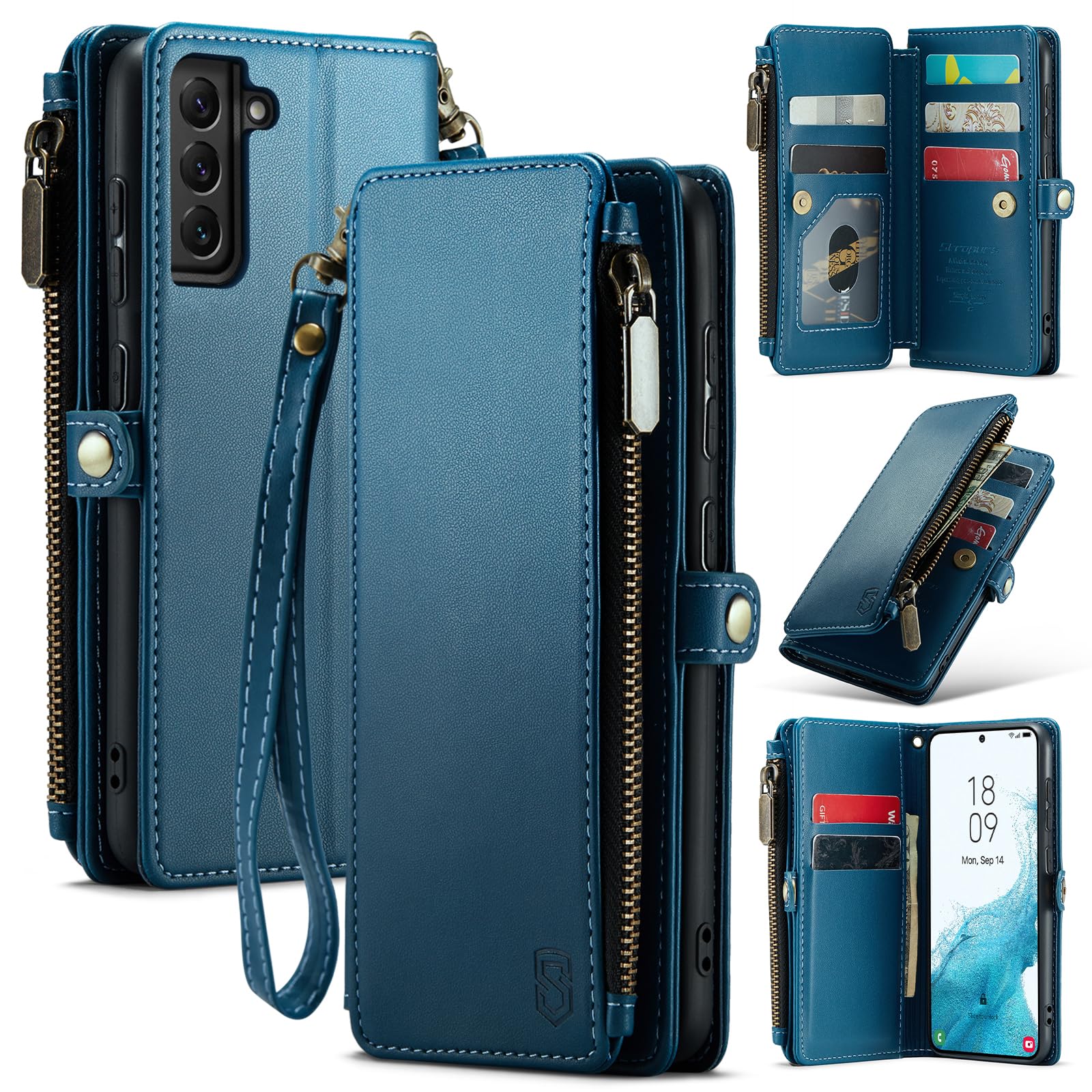 Amazon.com: Strapurs Compatible with Samsung Galaxy S22 Wallet Case ...