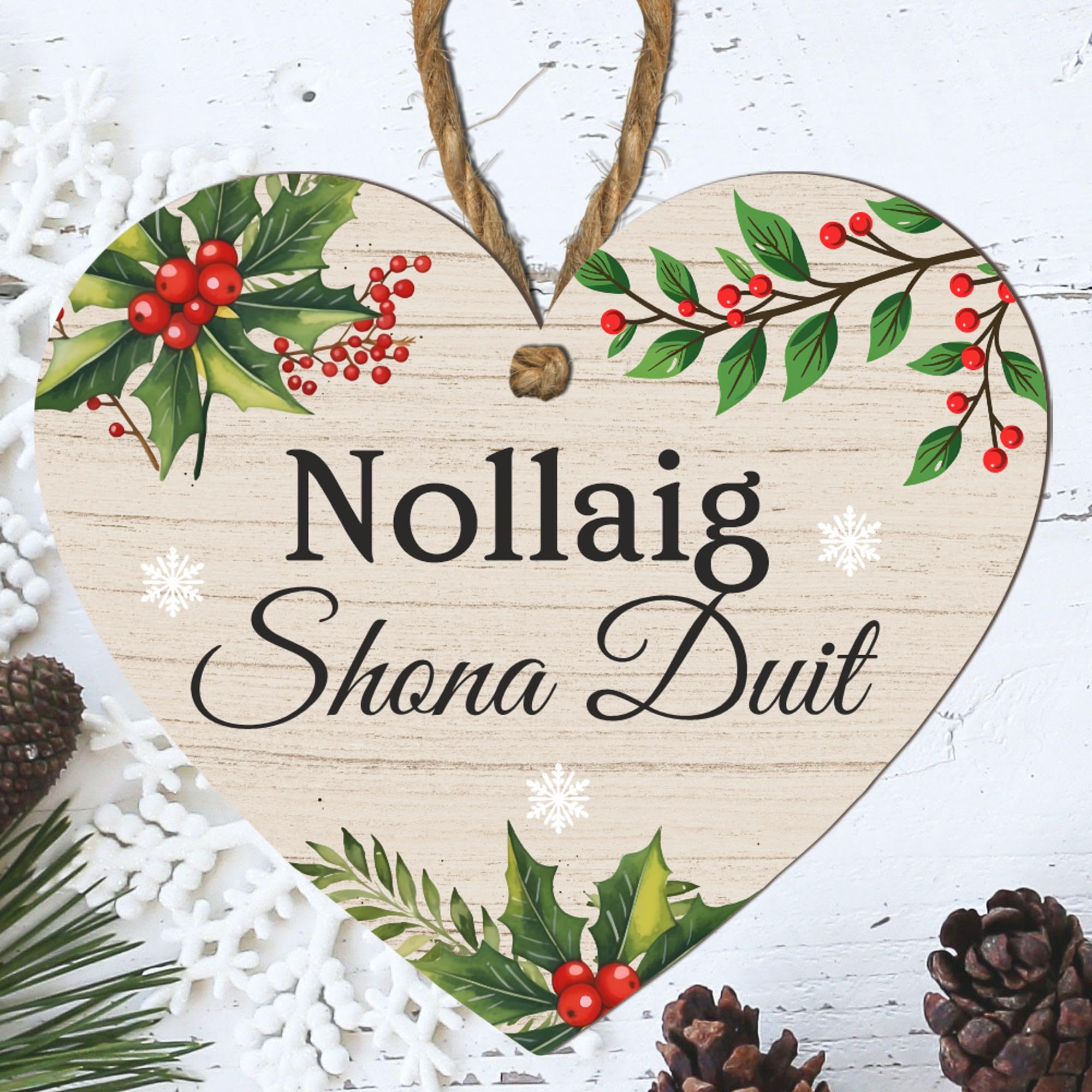 Nollag Shona Cat Irish Christmas Prints, Christmas Wreath Nollaig