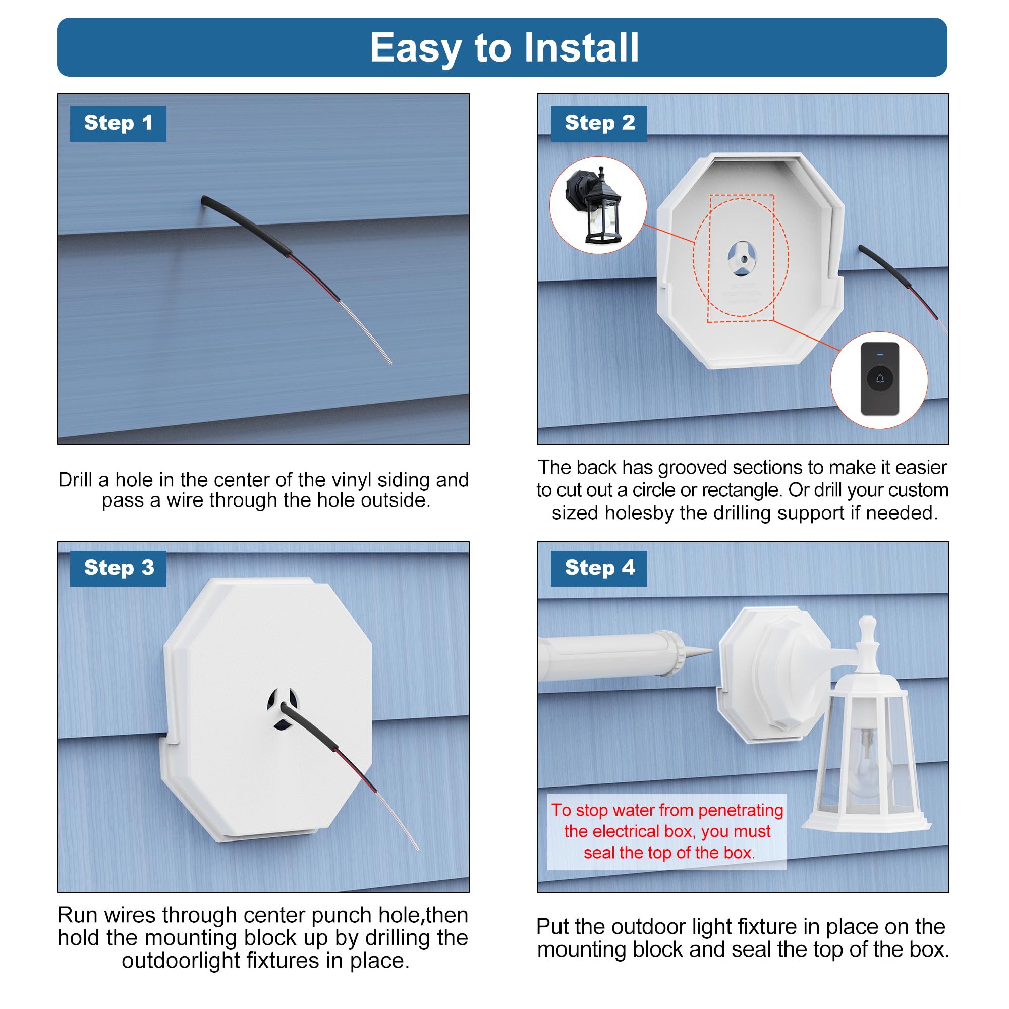 Snapklik.com : Vinyl Siding Light Mounting Blocks, 130110006001 Octagon ...