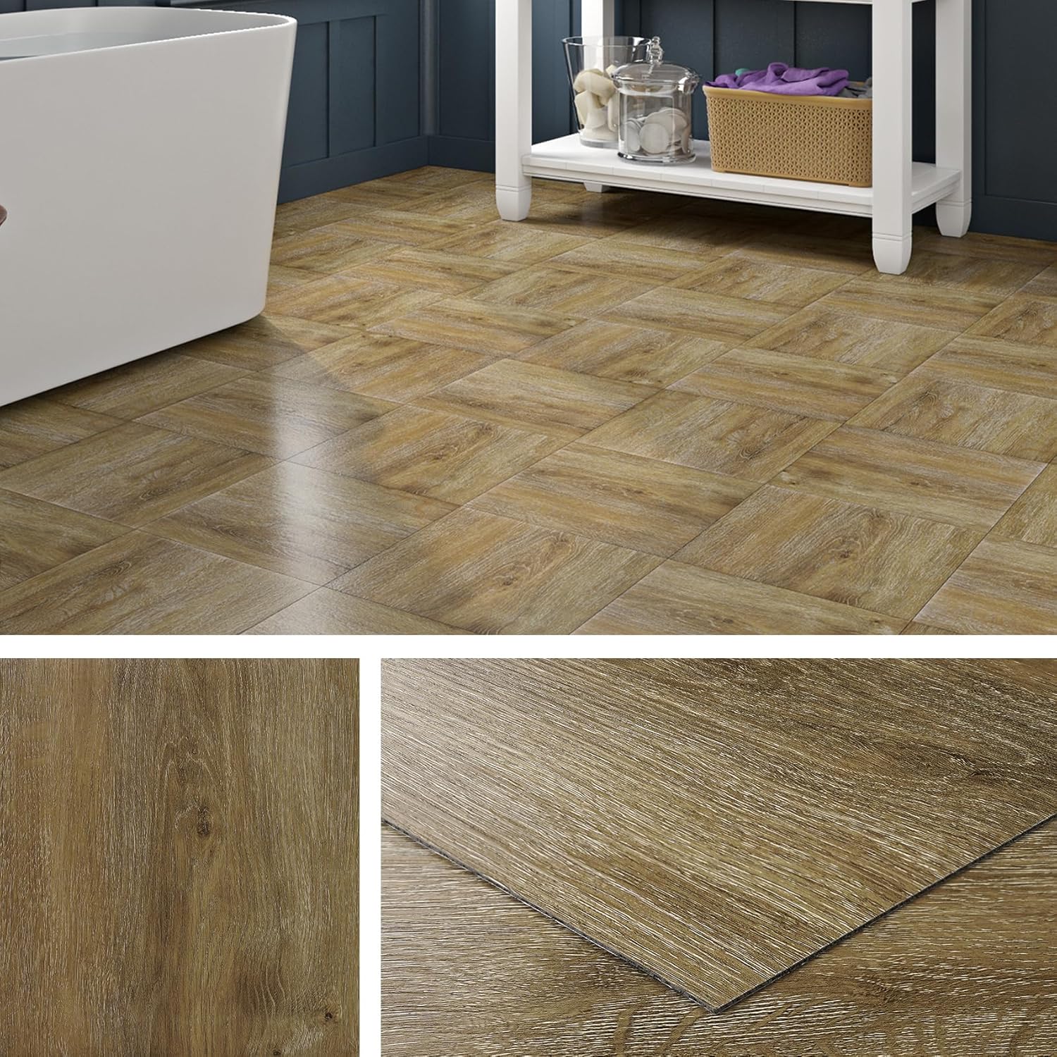 Livelynine Natural Oak Peel and Stick Floor Tile Waterproof 12x12" 4 ...