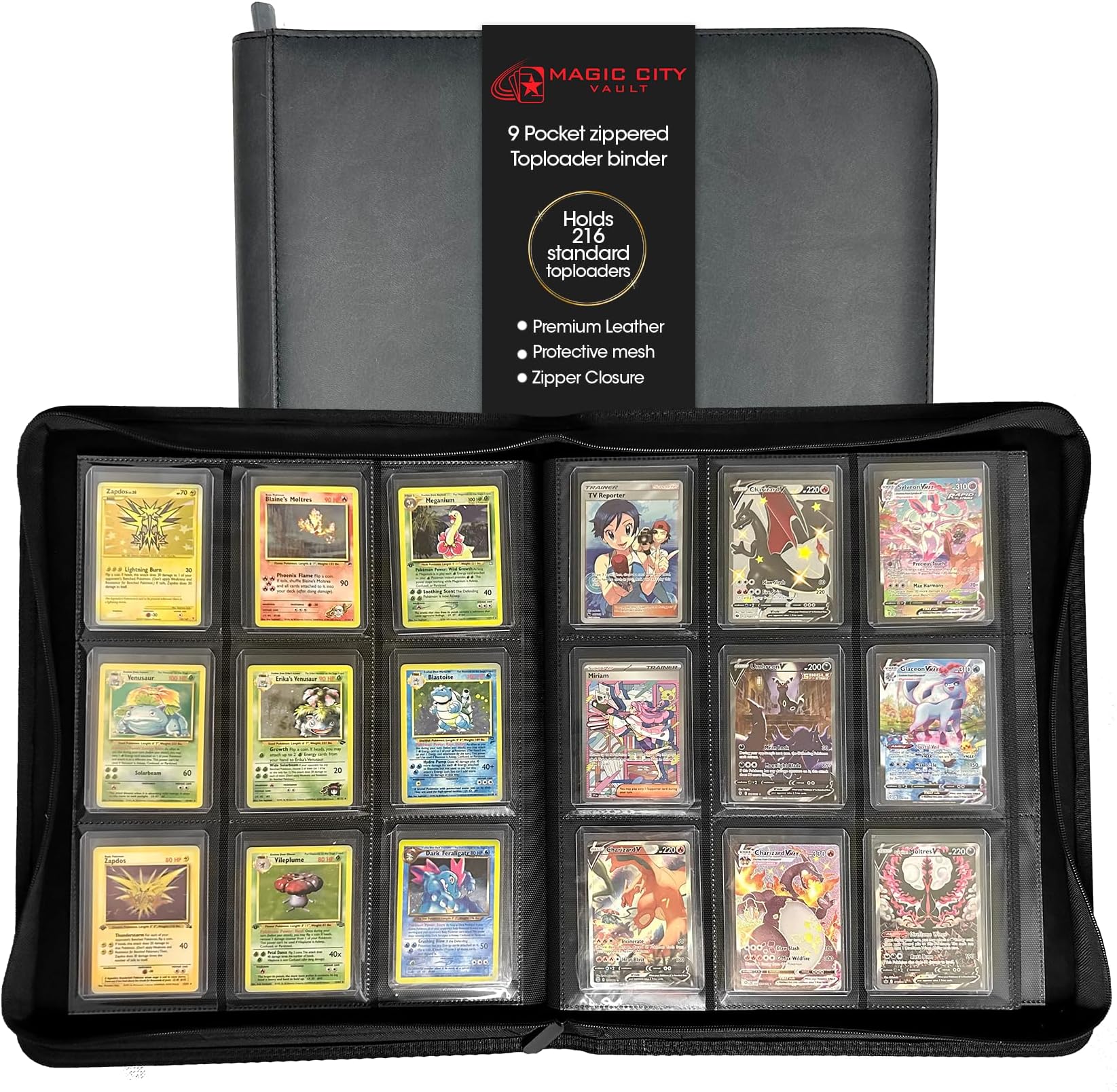 Amazon.com: Magic City Vault 9 Pocket Faux Leather Top Loader Binder ...