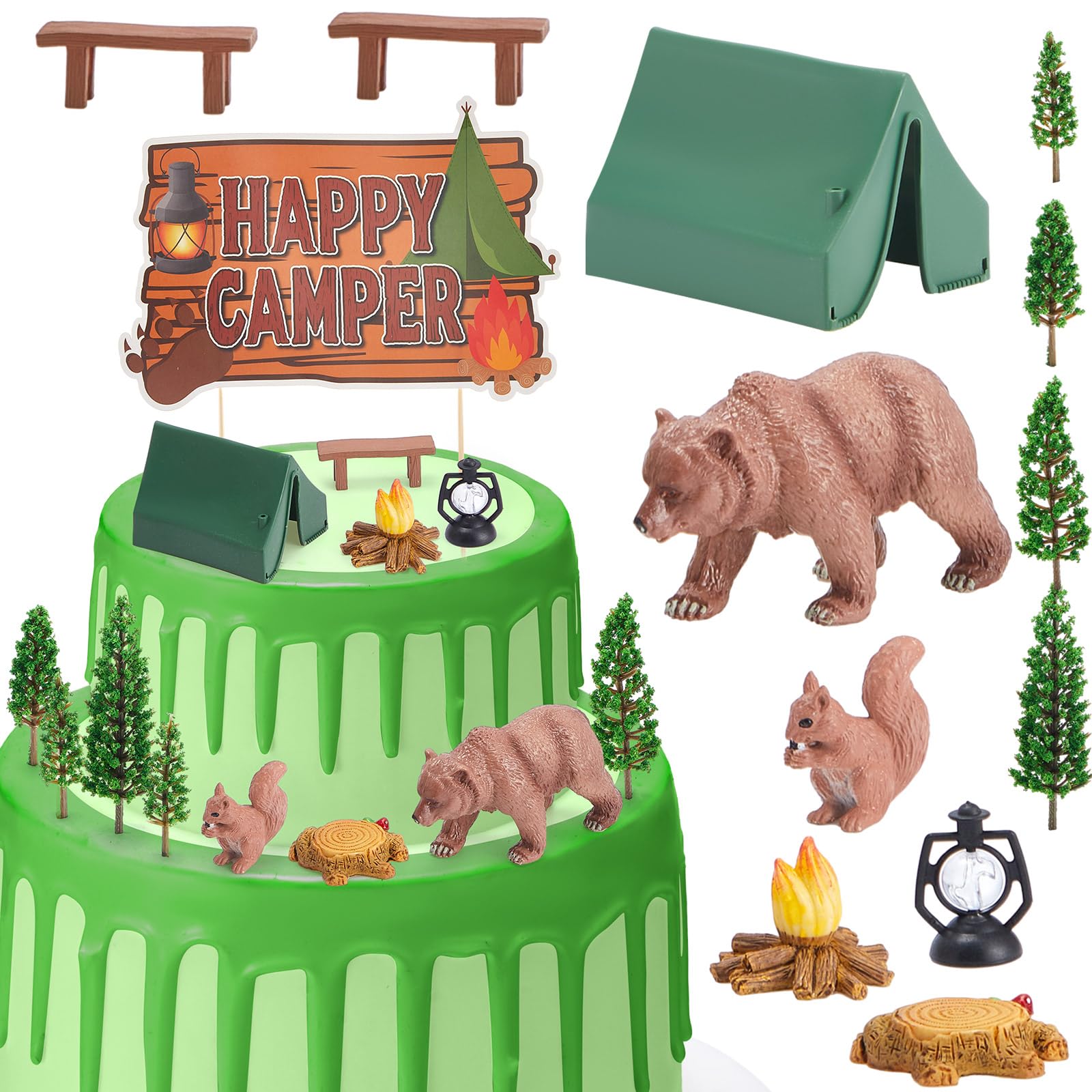 Amazon.com: 13 Pcs One Happy Camper Cake Topper Happy Camper Cake ...
