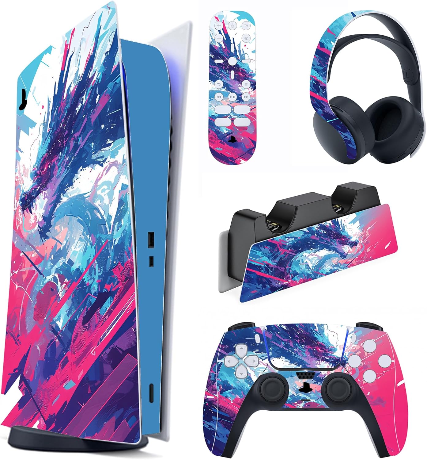 Amazon.com: PlayVital Full Set Skin Decal for ps5 Console Digital ...