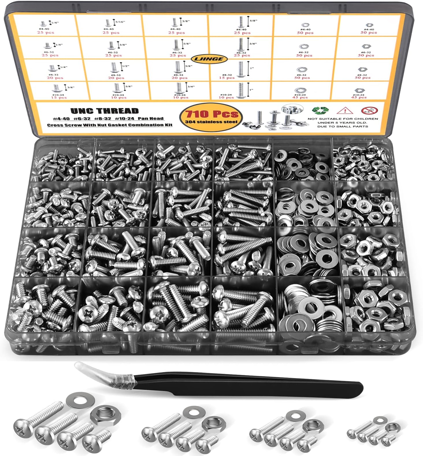 HongWay 2000pcs Hardware Assortment Kit, Nuts and Bolts Assortment Kit ...