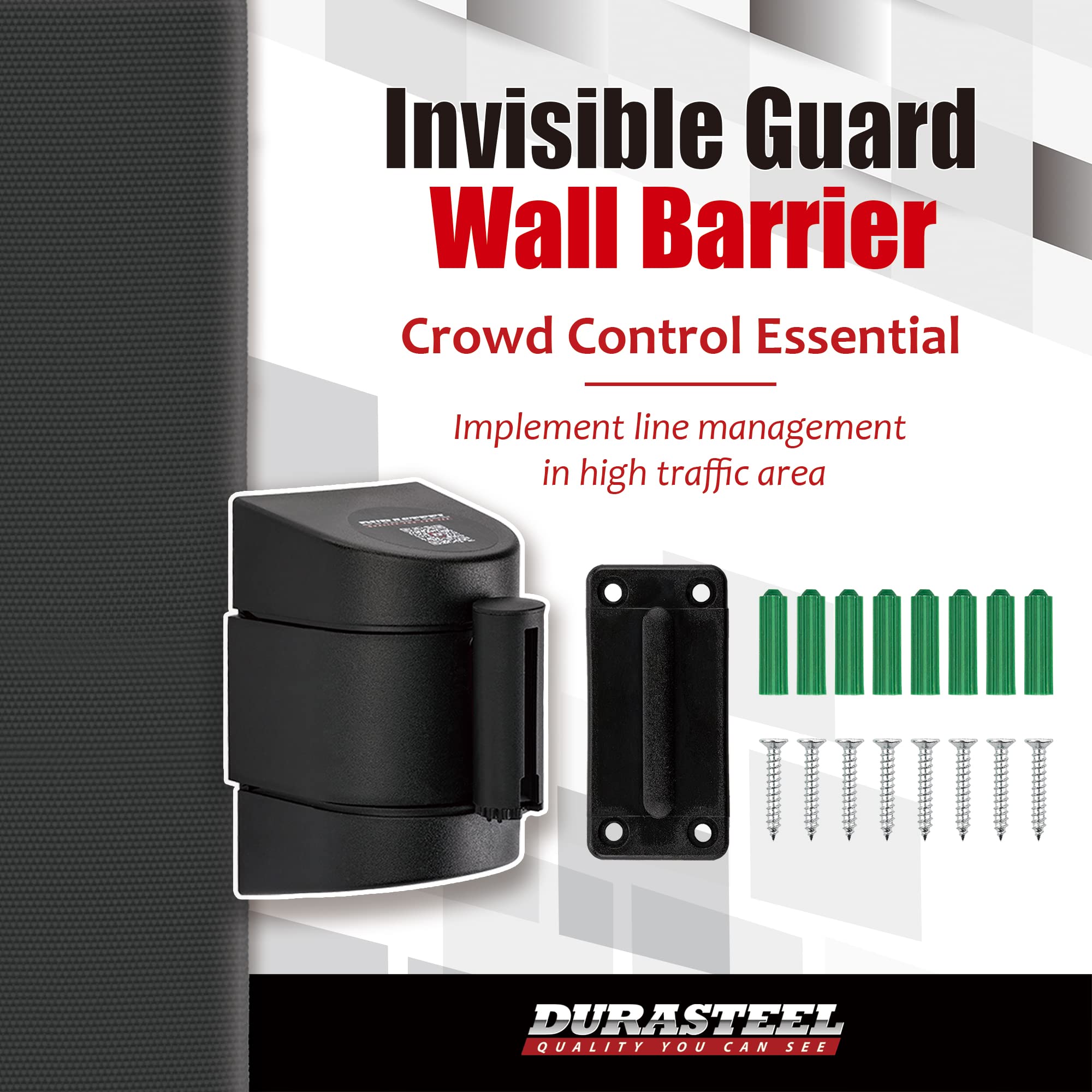 Snapklik.com : DuraSteel Wall Mount Retractable Belt Barrier - 6.5 Ft ...