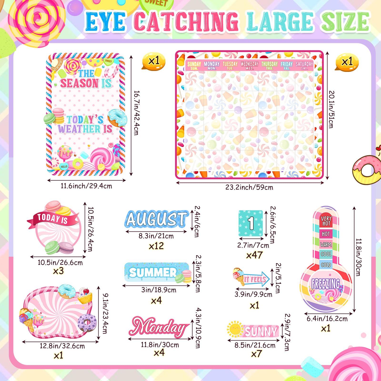 Snapklik.com : Cholemy 85 Pcs Candyland Calendar Bulletin Board Set ...