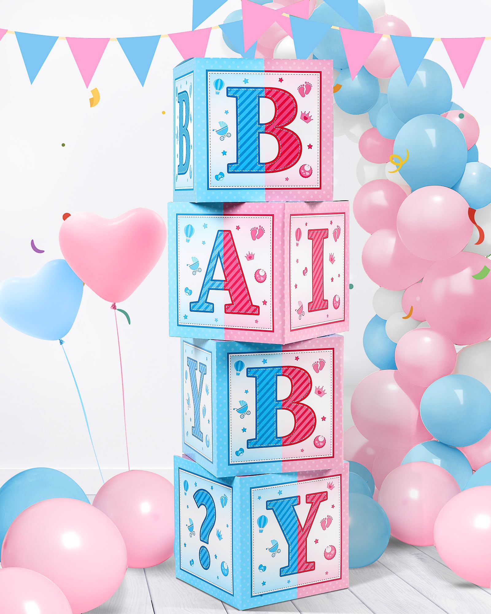 Amazon.com: Seenelling 4 Pcs Gender Reveal Baby Boxes Blue and Pink ...