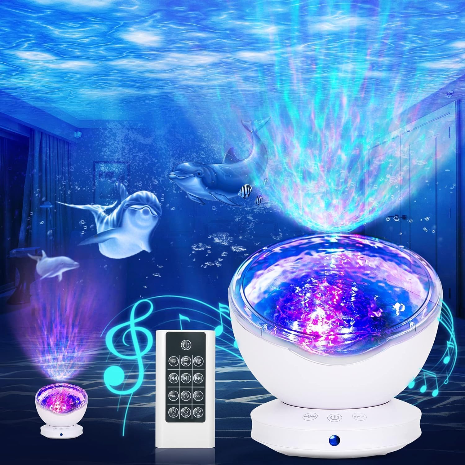 VOGHERB Ocean Wave Projector, Sensory Lights with 8 Lighting Modes ...