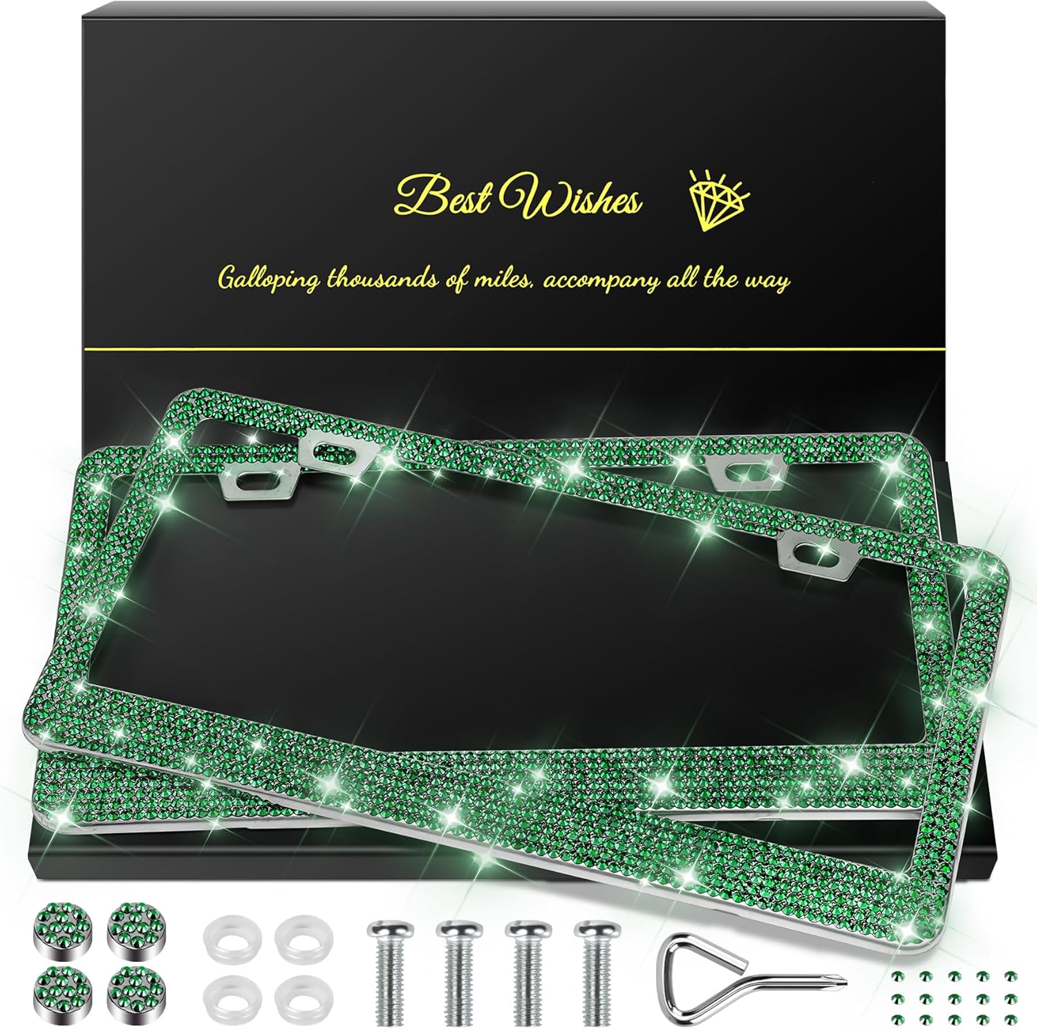 Amazon.com: QUANQIUFEI 2 Pack Bling License Plate Frames for Women ...