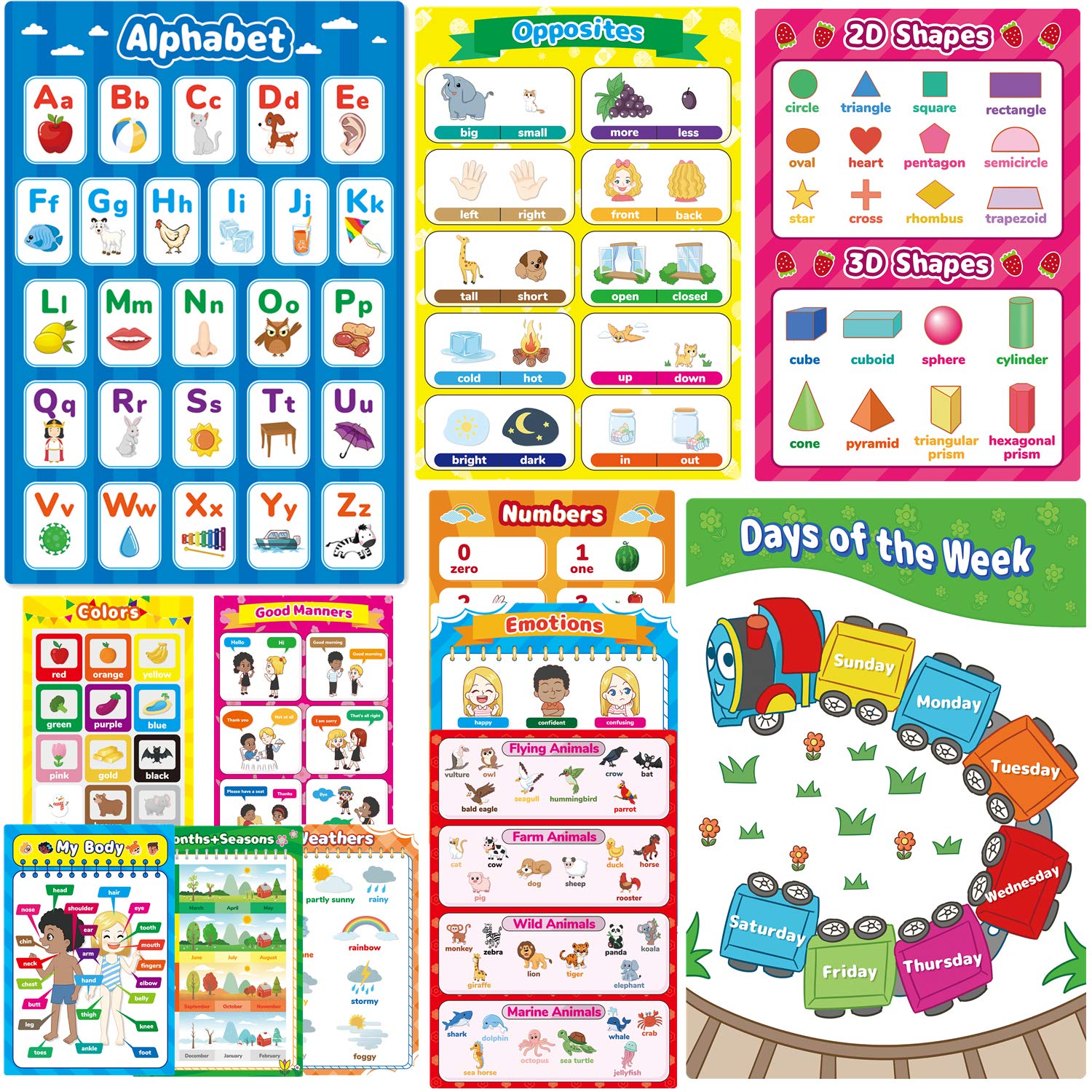 Koolife Kindergarten Homeschool Supplies Alphabet Educational Posters ...