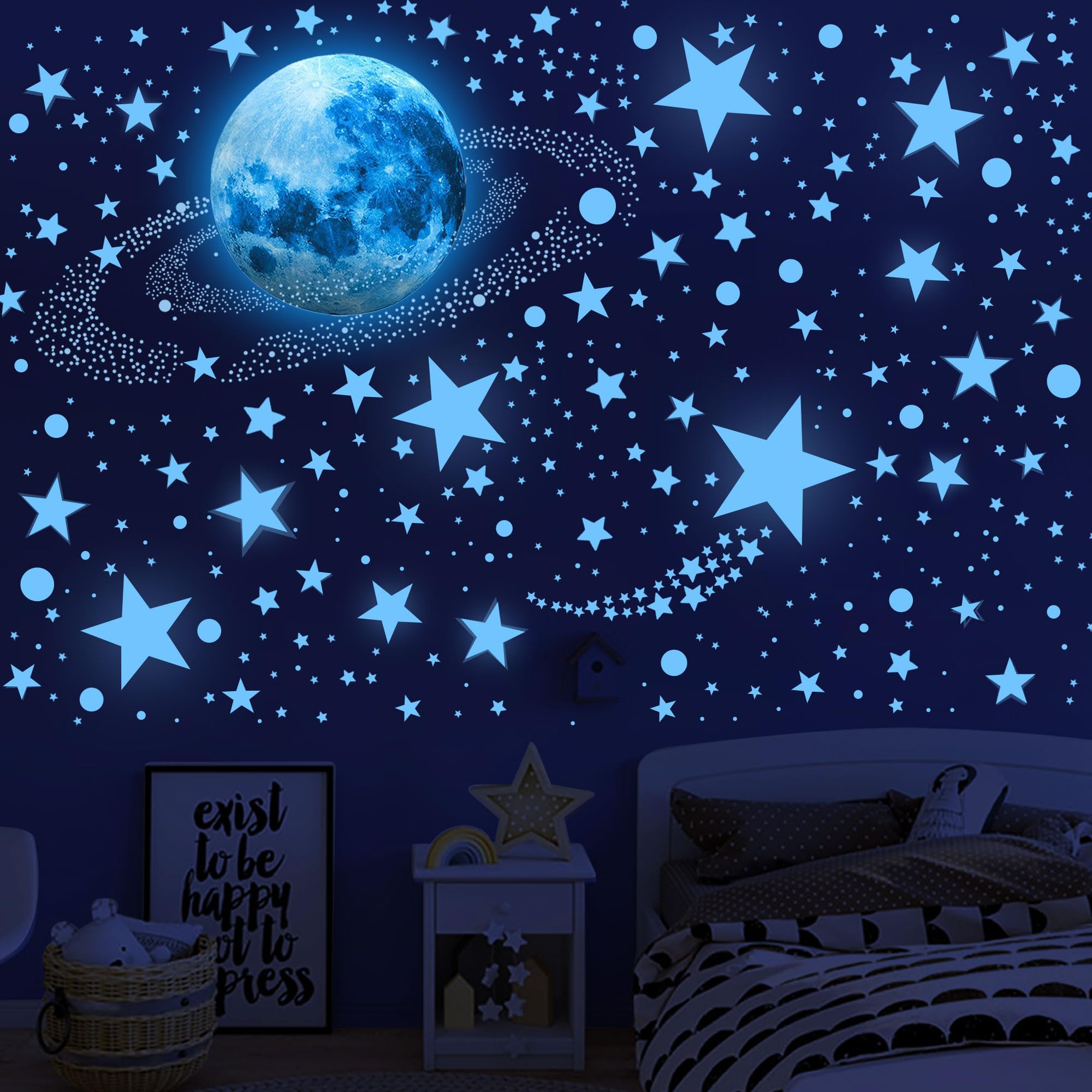 Amazon.com: Glow in The Dark Stars for Ceiling or Wall Stickers ...