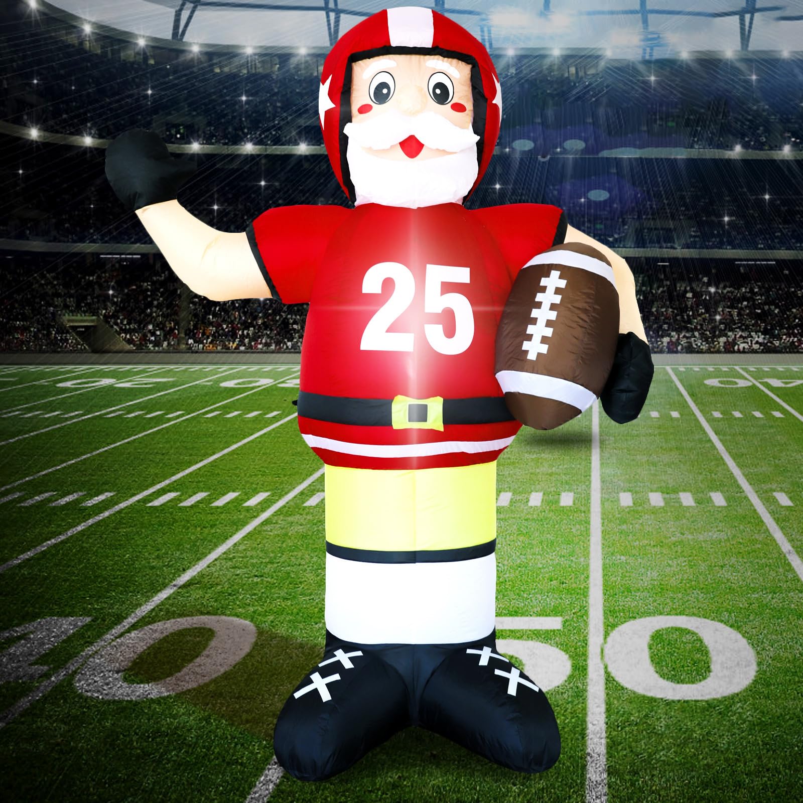 Amazon.com: DearSun 8FT H Christmas Inflatable American Football Santa ...