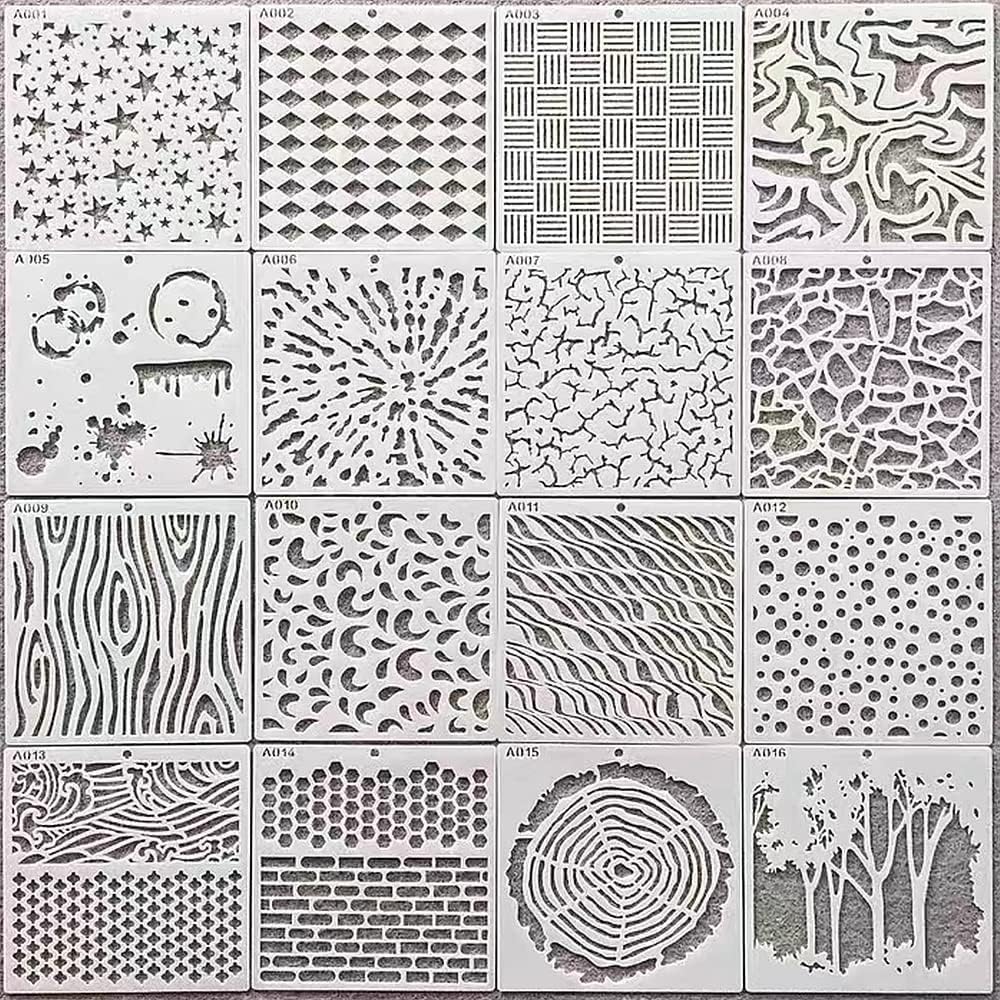 YINGSC 16 Pieces Drawing Painting Stencils Set Reusable Craft Stencils ...