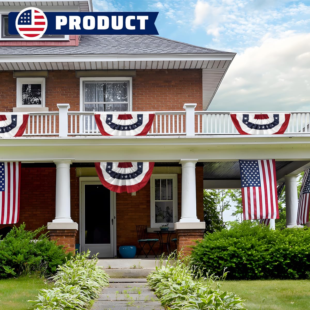 2x4 Ft American Patriotic Bunting Flags,Half Fan Banner Flag Bunting ...